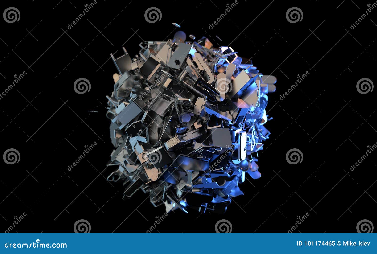 Metal Trash is Collected in a Ball Stock Illustration - Illustration of ...