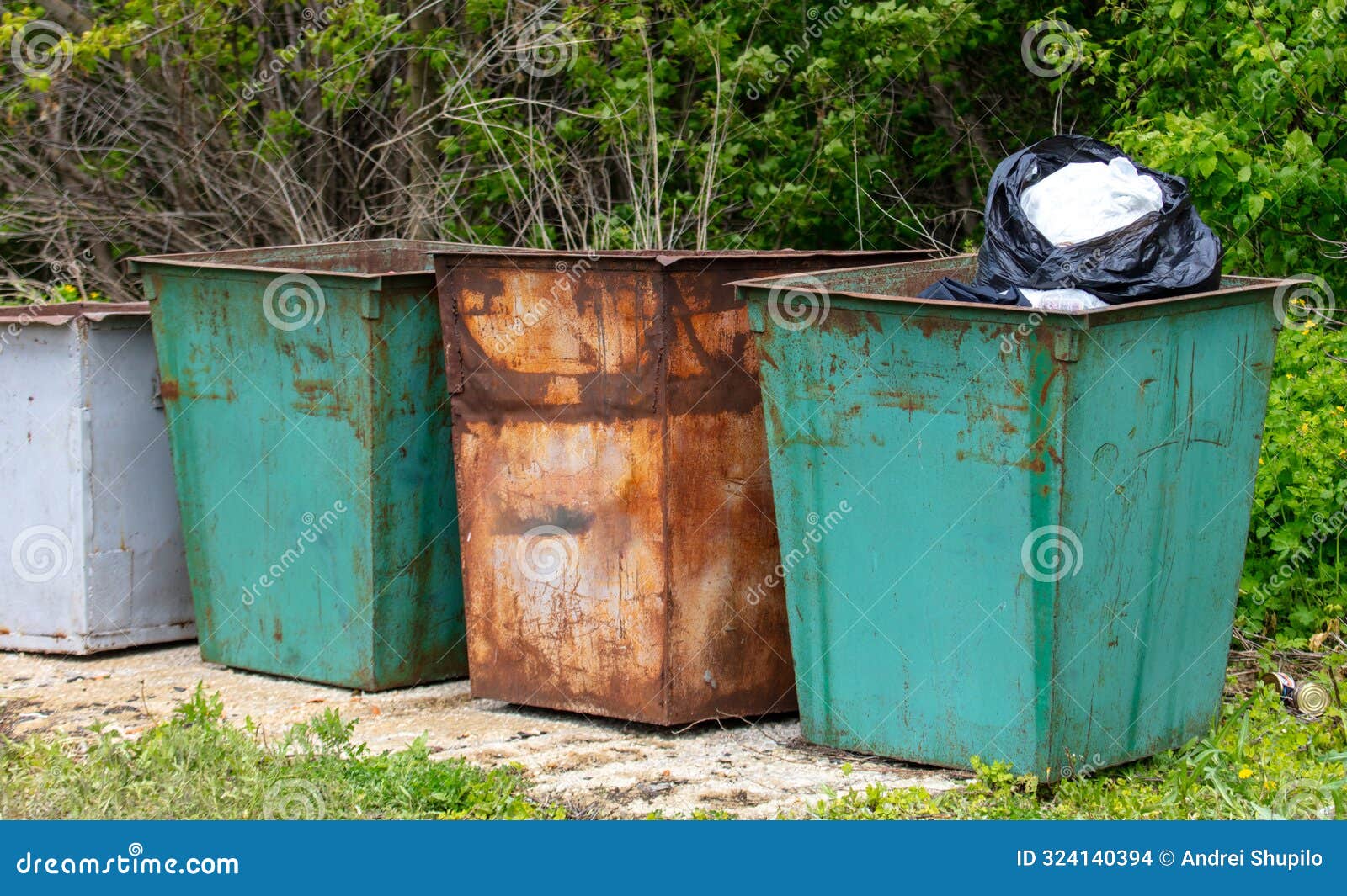 Metal Trash Containers in the Park Stock Photo - Image of street ... Metal Trash Containers in the Park Stock Photo - Image of street ...