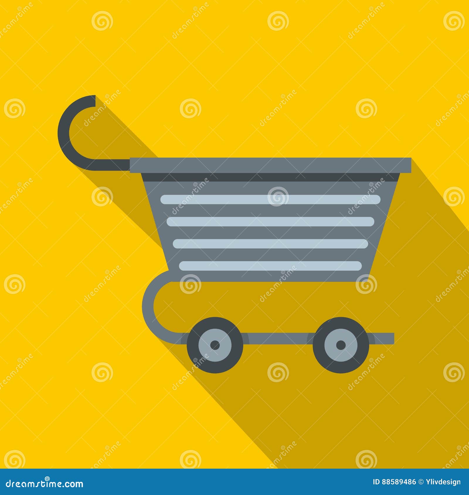 Metal Trolley Icon, Flat Style Stock Vector - Illustration of carrying ...