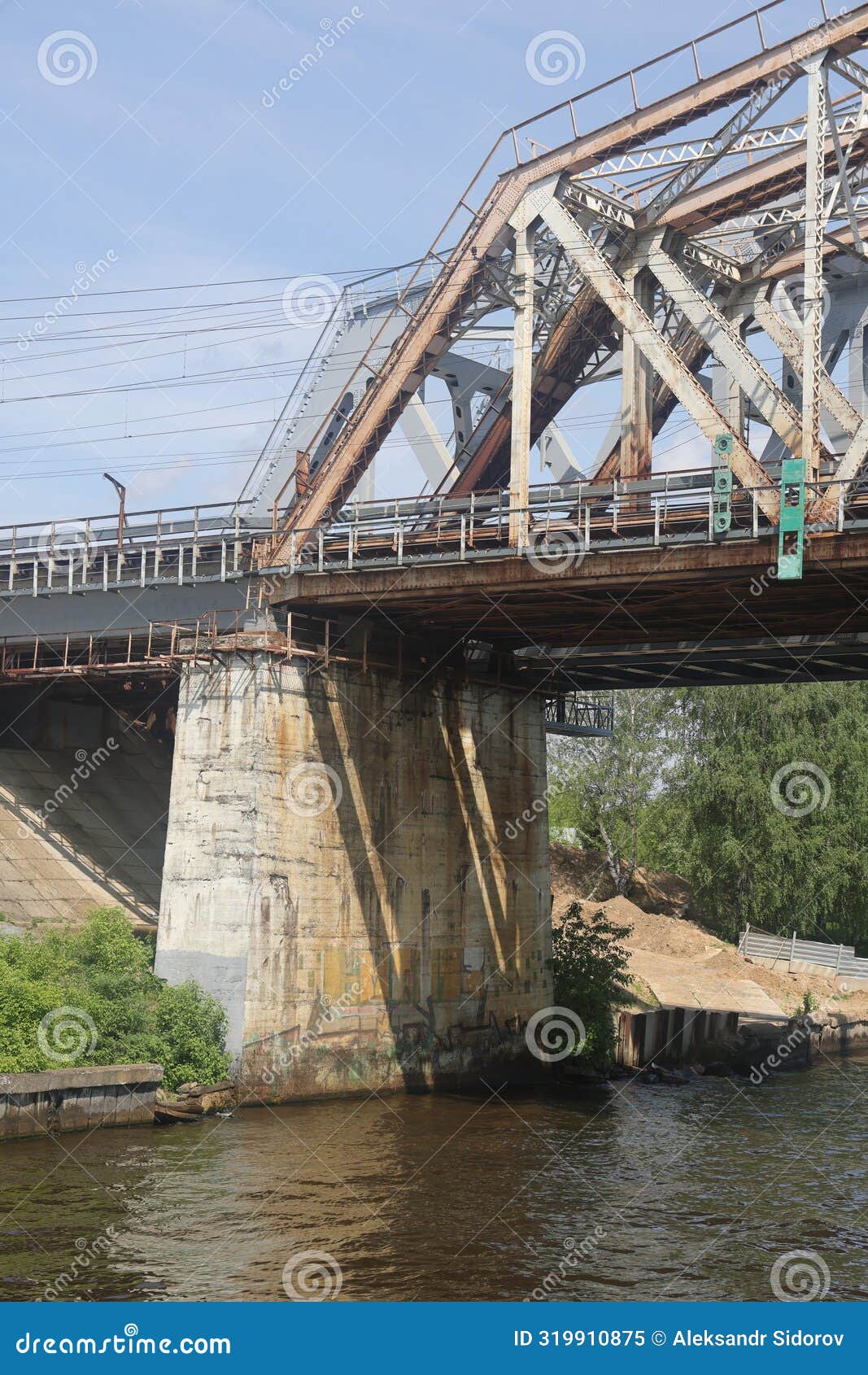 Metal Trusses of a Bridge Over a River, a Bridge Over a Canal Stock ...