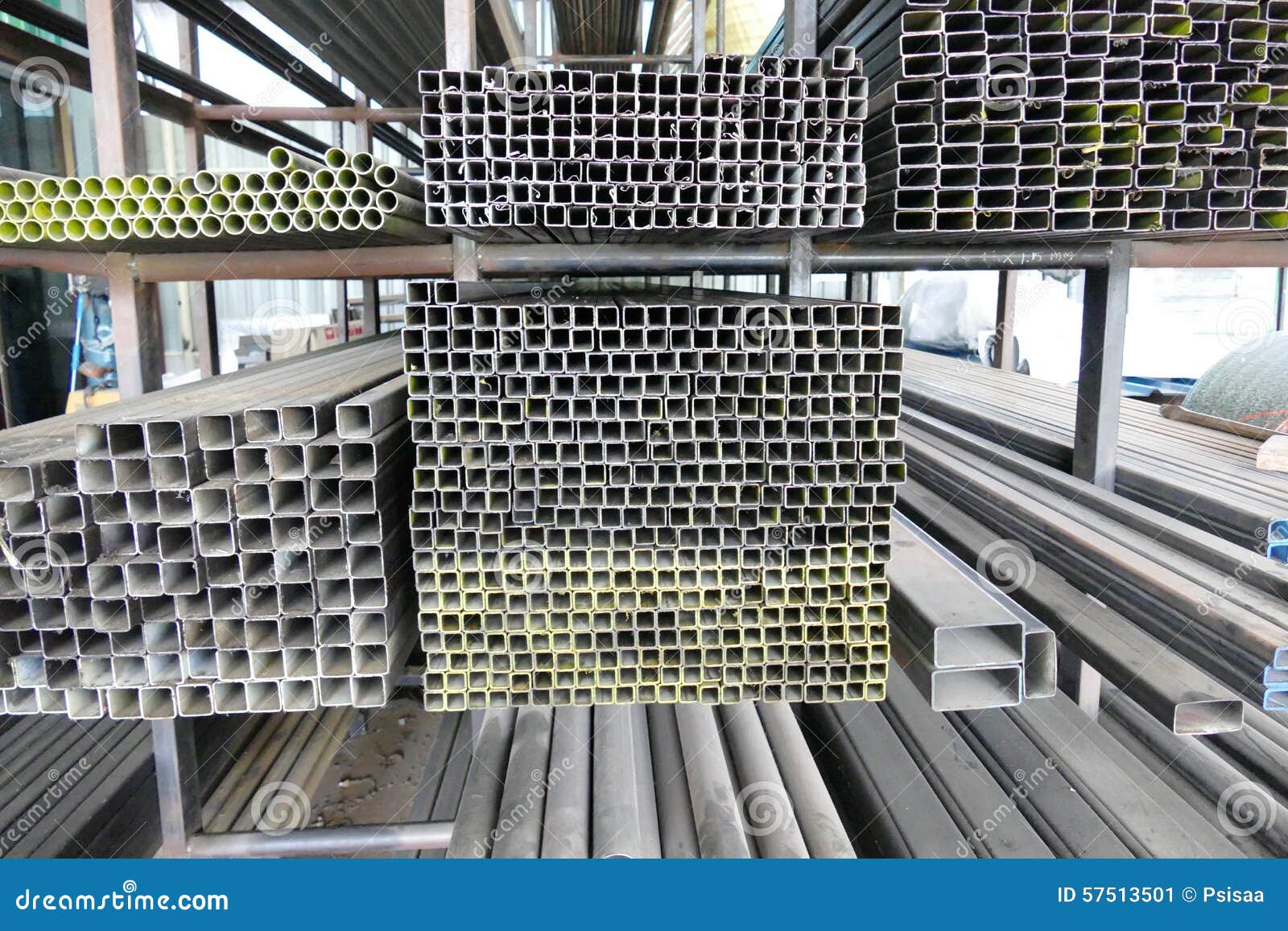 Metal Tube in the Factory Warehouse Stock Image - Image of pipes, steel ...