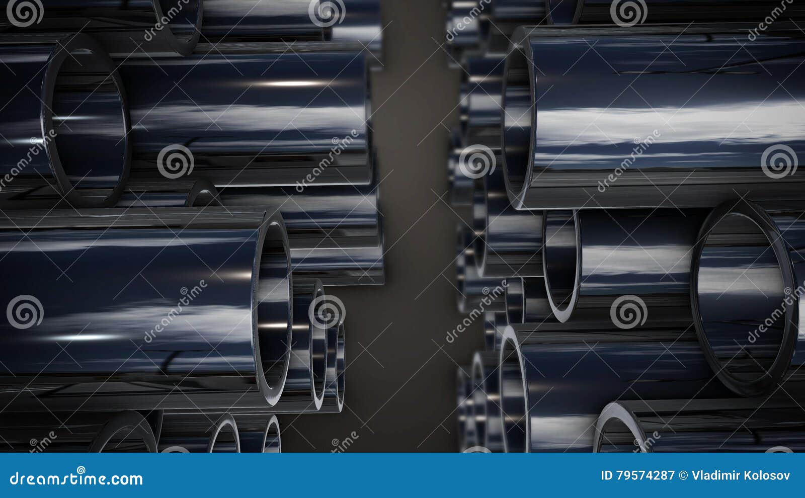 Metal Tubes Stack with Reflection Stock Illustration - Illustration of ...