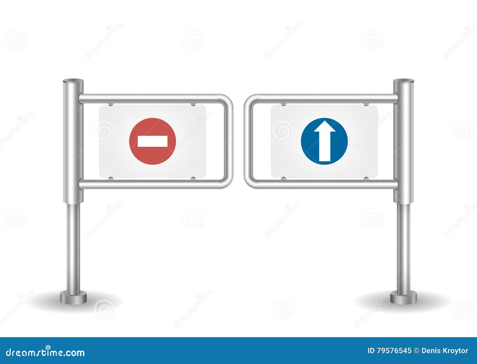 Turnstile Mechanical Gate, Post With Arms And Passageway Cartoon Vector ...