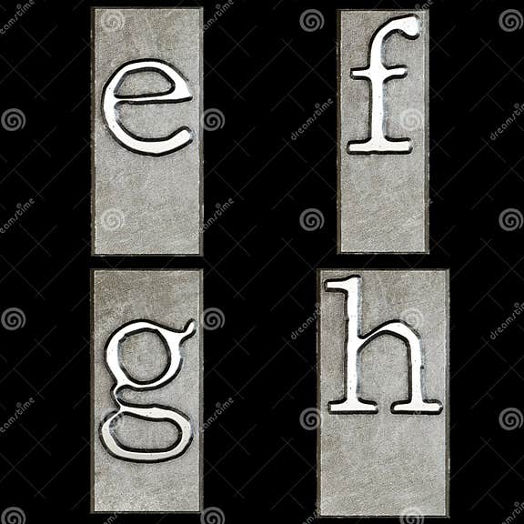 Metal Typewriter Print Head Alphabet - Lower Case Letters E-h Stock ...
