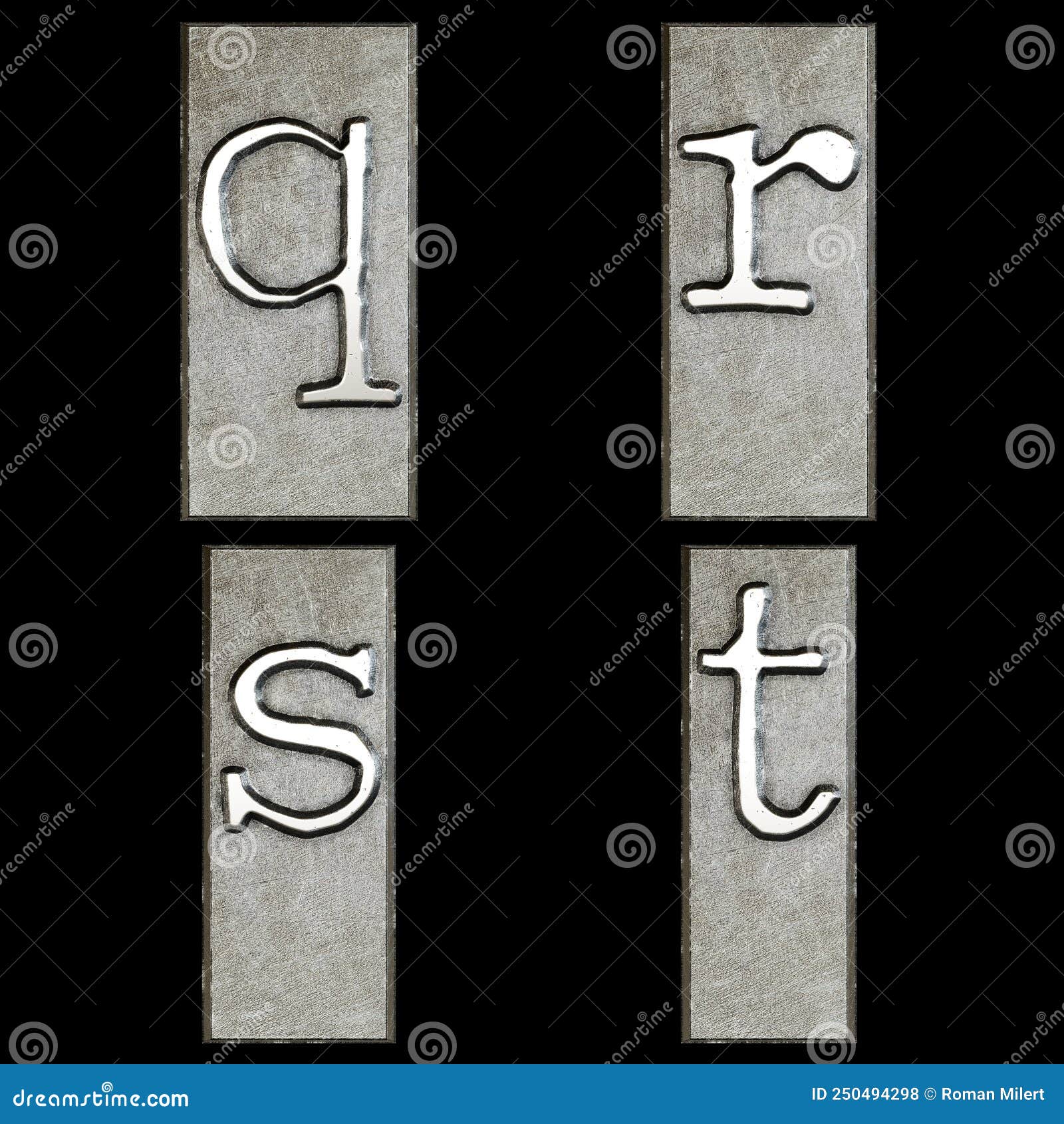 Metal Typewriter Print Head Alphabet - Lower Case Letters Q-t Royalty ...
