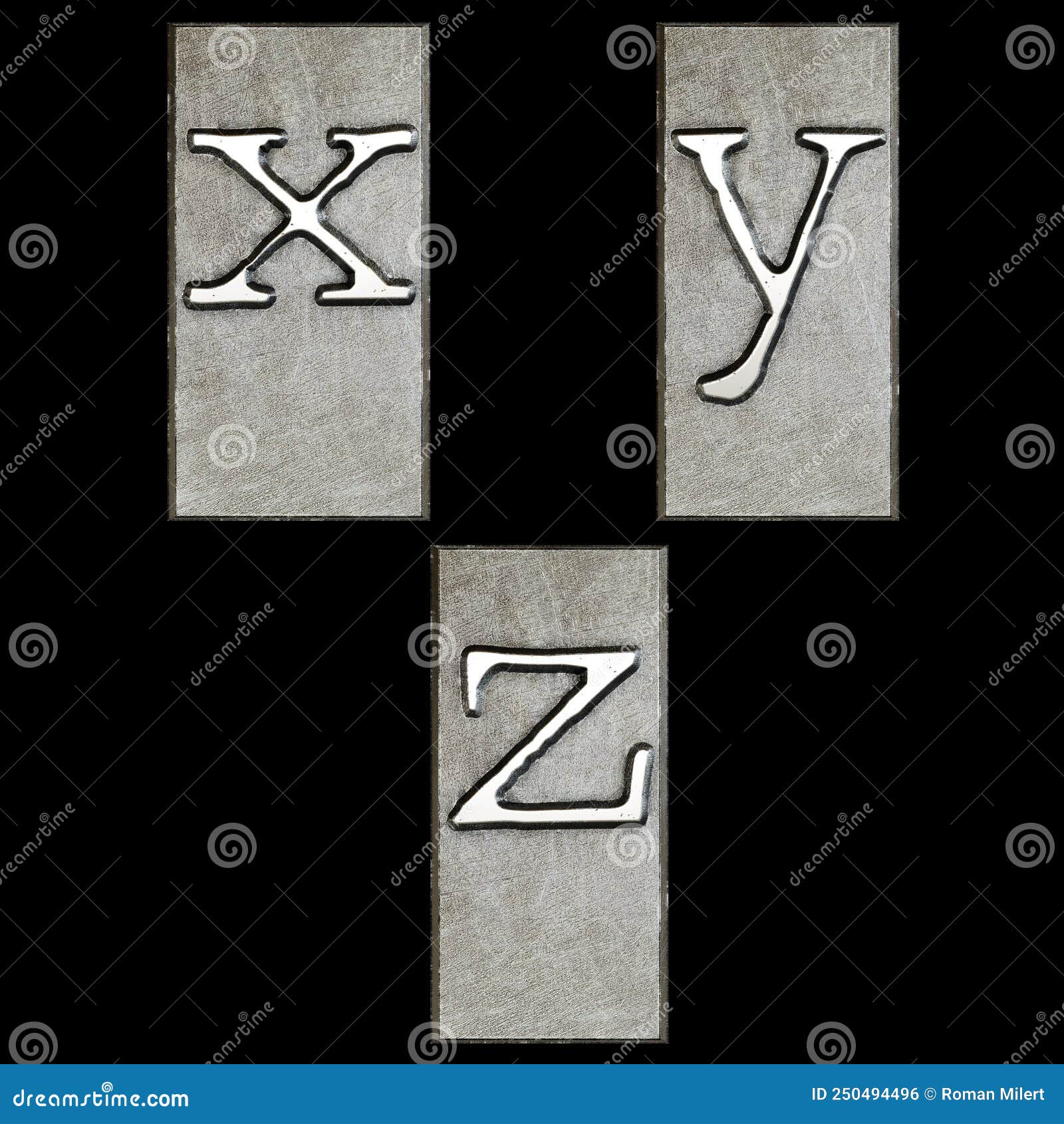 Metal Typewriter Print Head Alphabet - Lower Case Letters X-z Stock ...