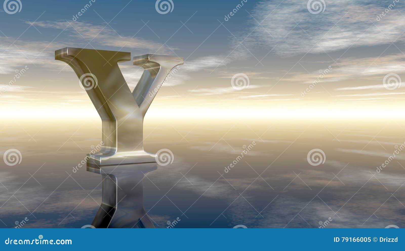 Metal Uppercase Letter Y Under Cloudy Sky Stock Illustration ...
