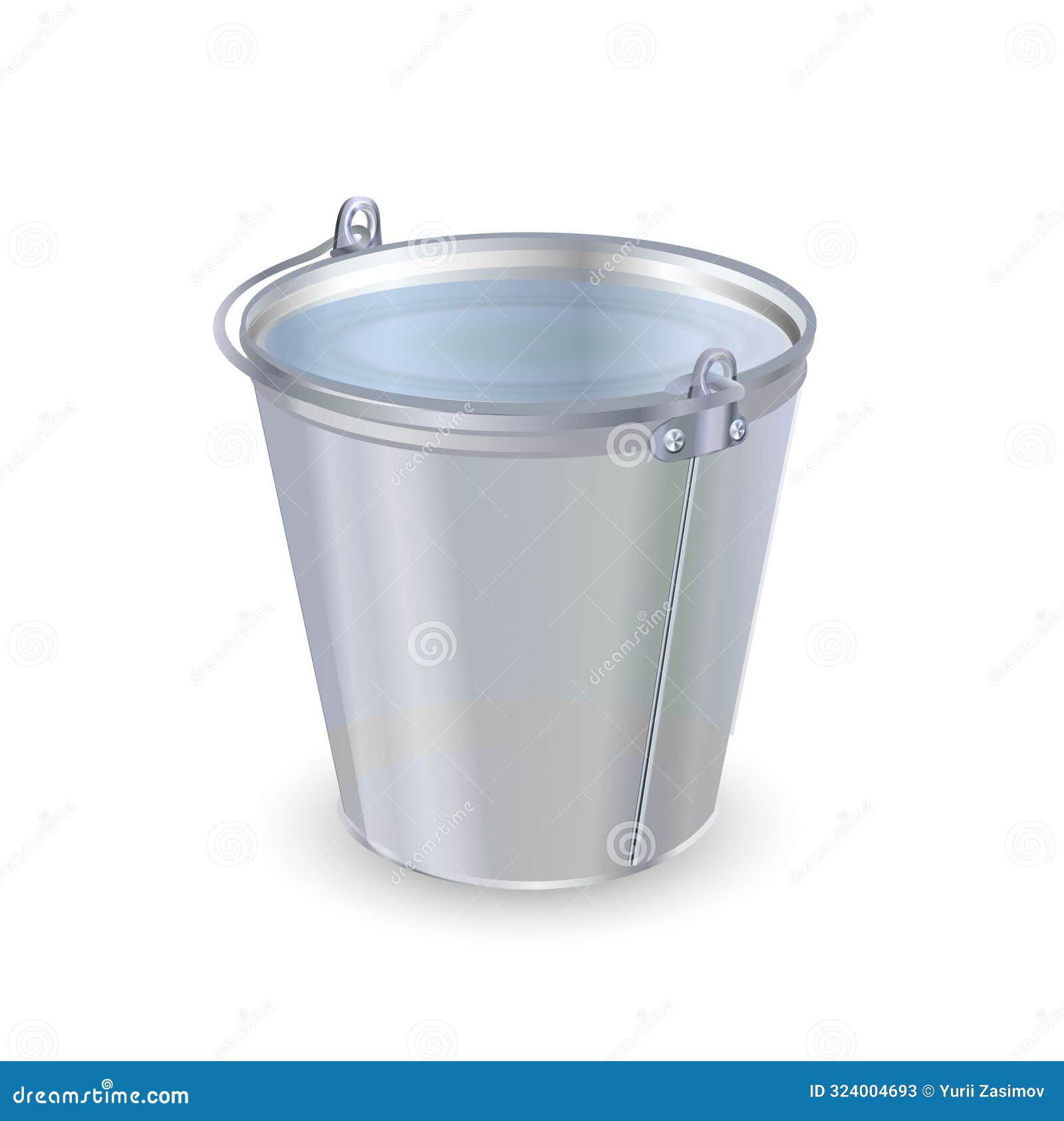Metal Vector Buckets with and without Water. Vector Stock Illustration ...