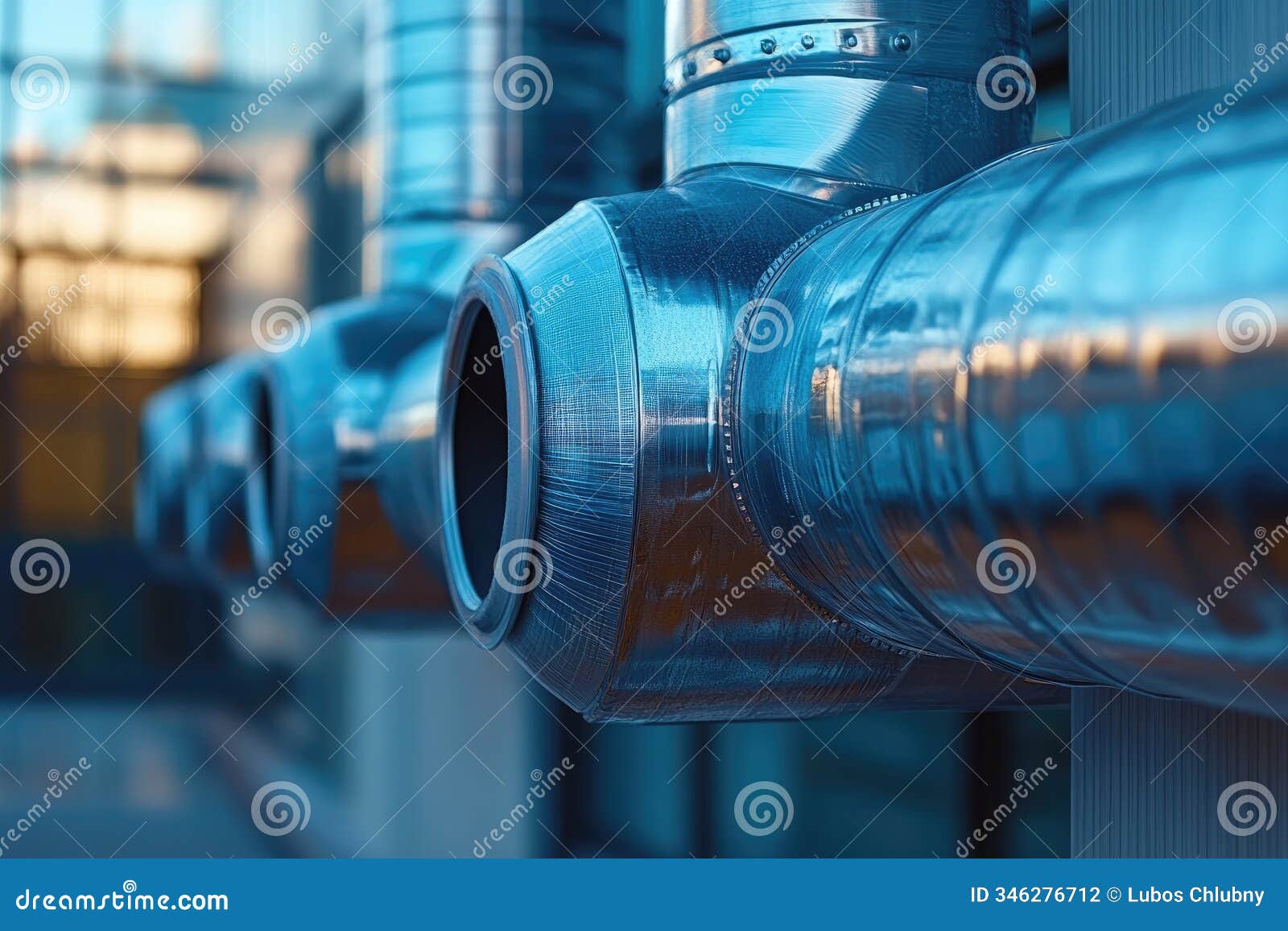 Ventilation System Pipes Emerging from Building Exterior: Industrial ...