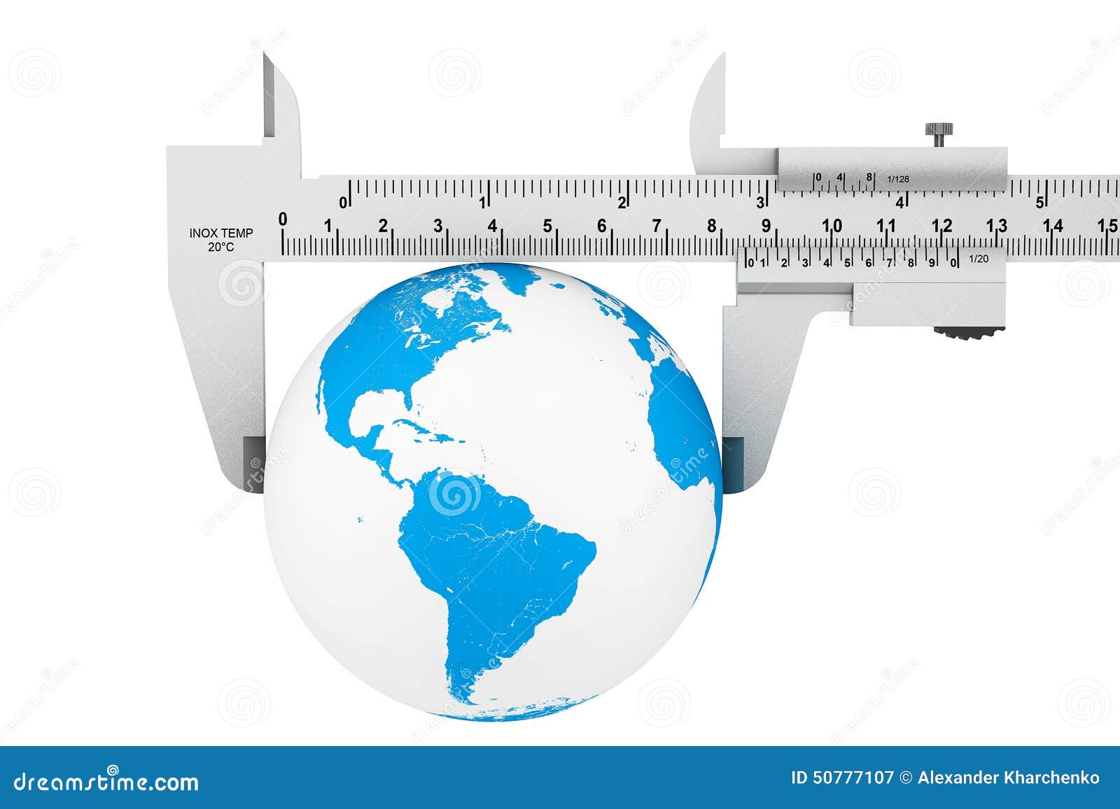 Metal Vernier Caliper with Earth Globe Stock Image - Image of ...