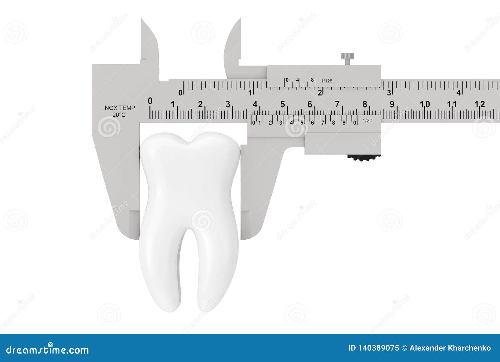 Metal Vernier Caliper with White Tooth. 3d Rendering Stock Image ...