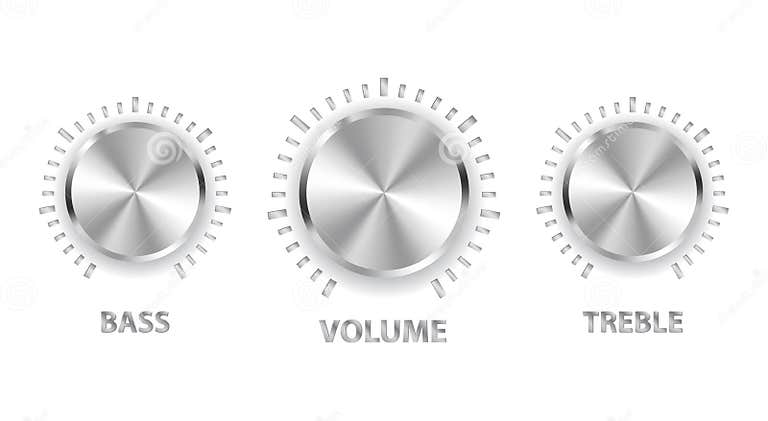 Metal Volume Treble Bass Knobs Stock Vector - Illustration of ...