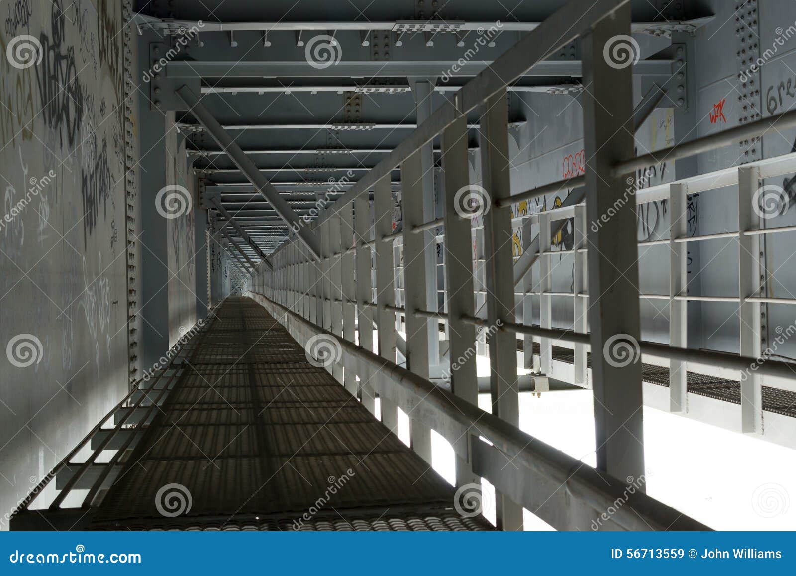 Metal Walkway Under a Bridge Stock Image - Image of architecture ...