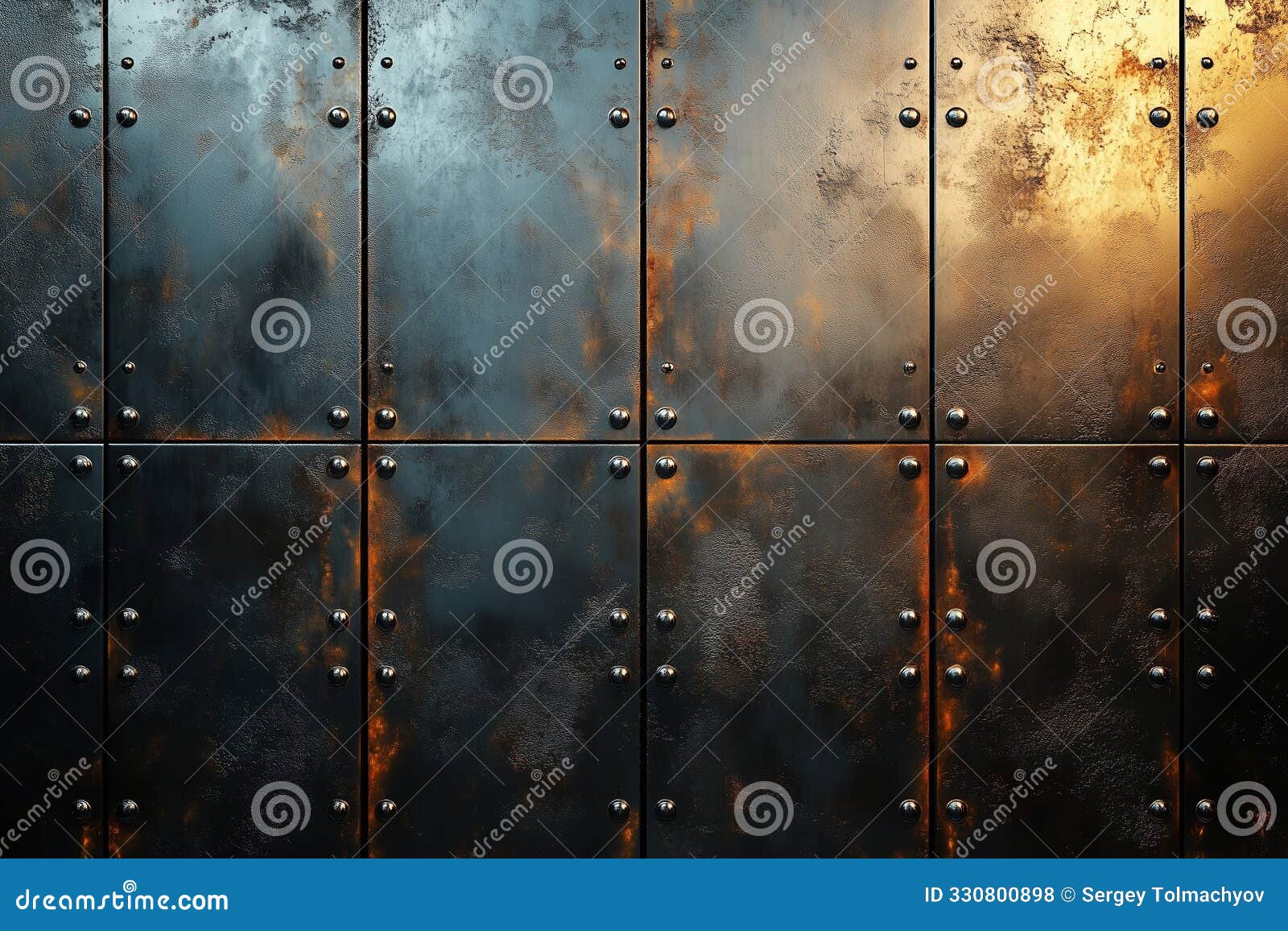 Metal Wall Panels with Rivets Showcasing Rust and Texture in Warm ...