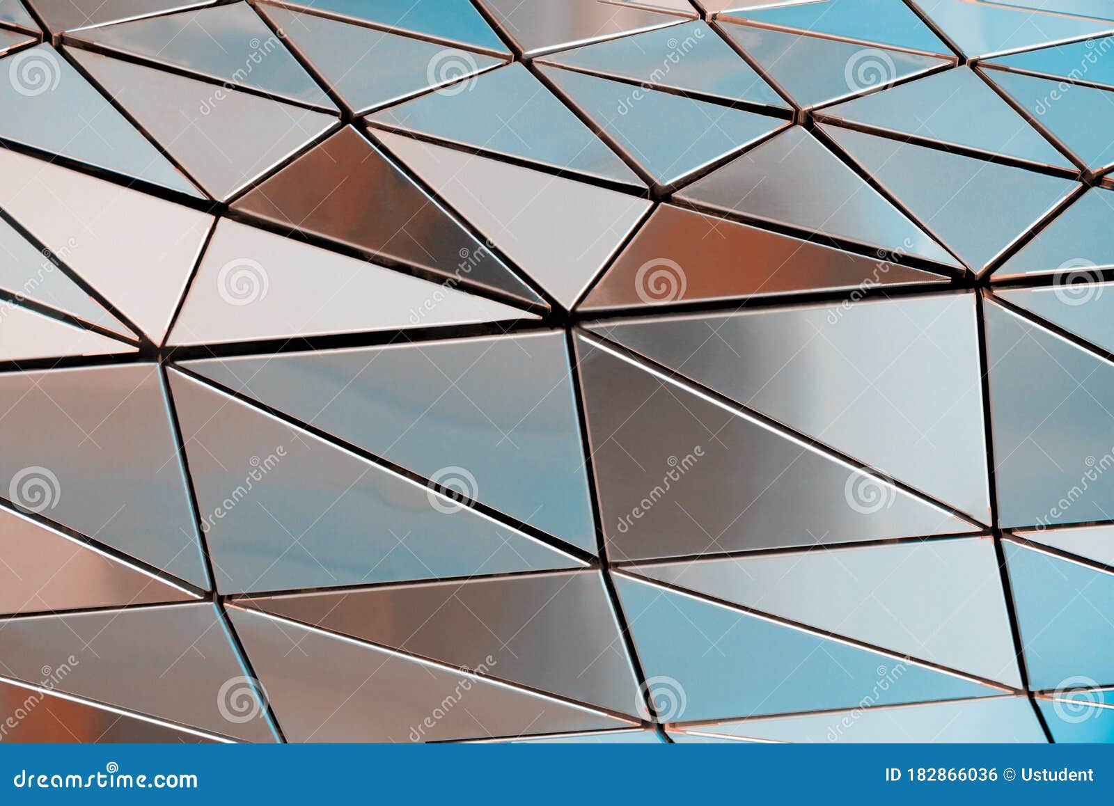 Metal wall of triangles stock photo. Image of construction - 182866036