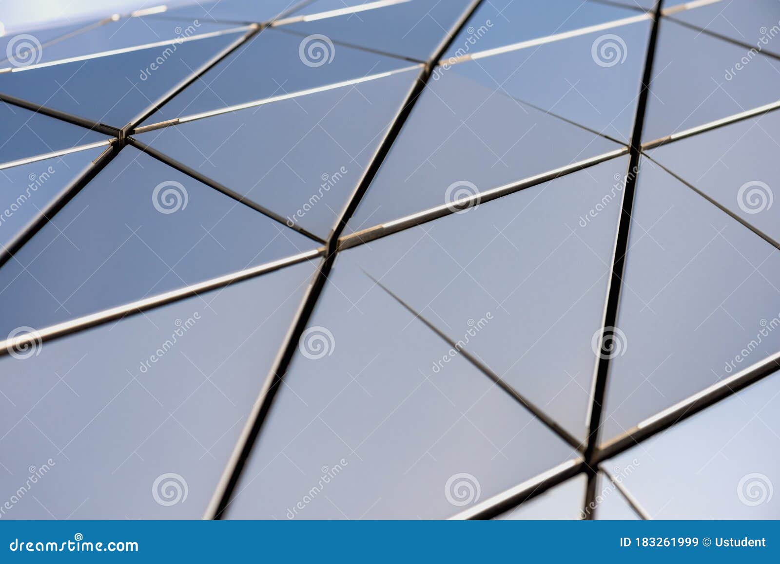 Metal wall of triangles stock image. Image of construction - 183261999