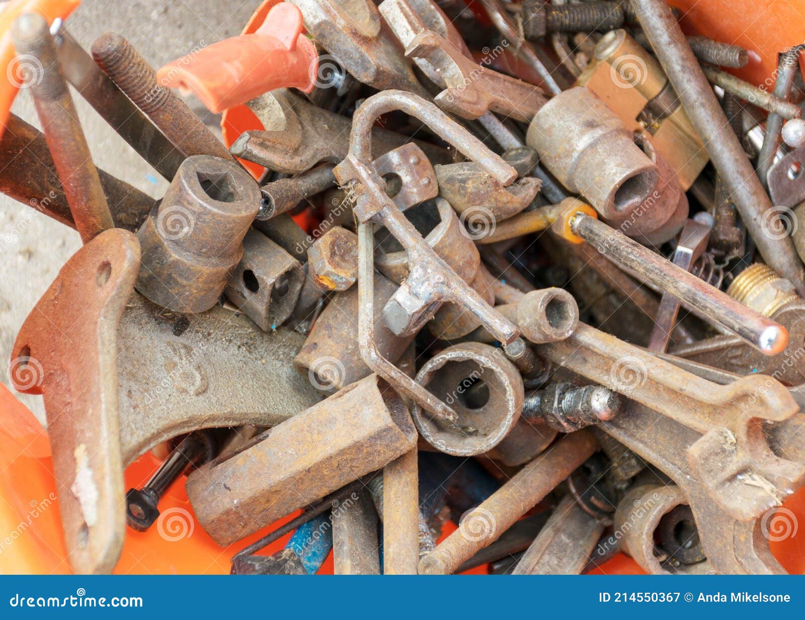 Metal Waste Bin, Container Full of Various Iron Waste, Rusty Old ...
