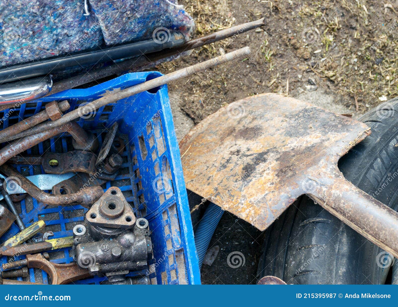 Metal Waste Bin, Container Full of Various Iron Waste, Rusty Old ...