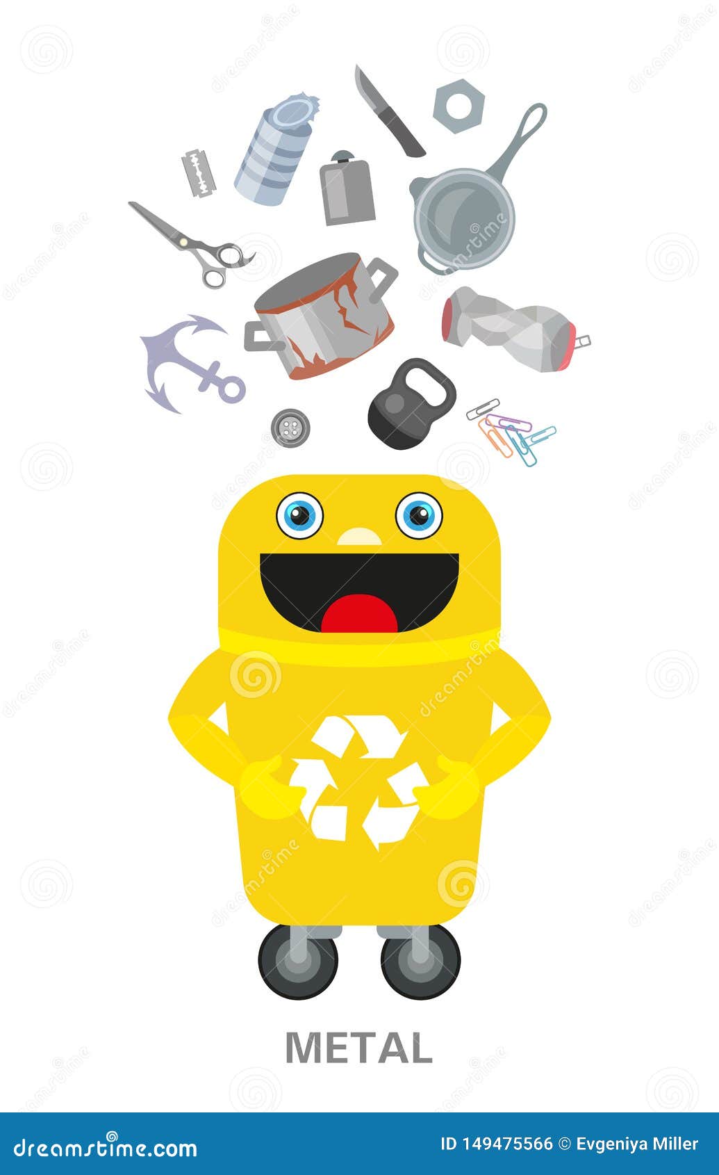 Metal Waste Old . Trash Sorting Theme. Garbage Recycling. Flat Vector ...