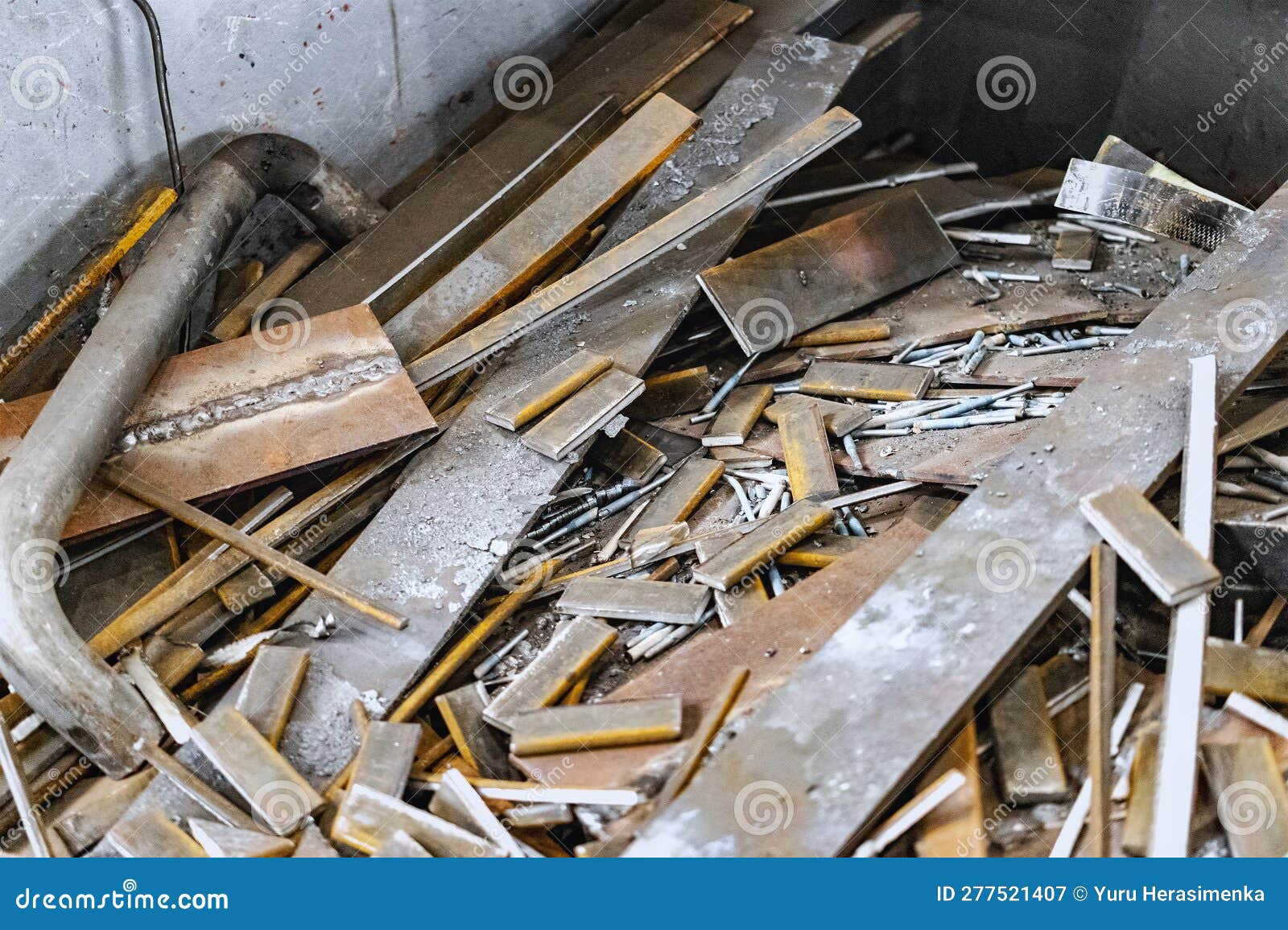 Metal Waste after Processing and Cutting Metal at the Factory in the ...