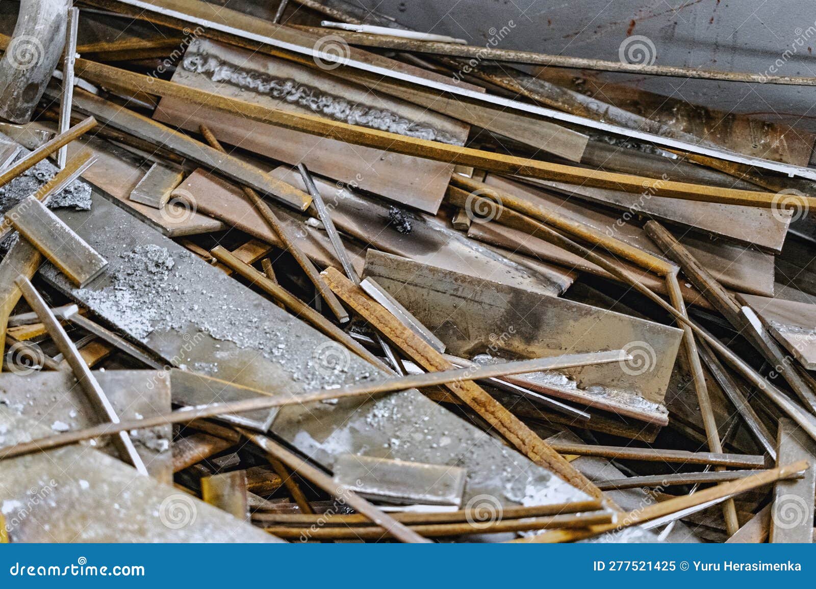 Metal Waste after Processing and Cutting Metal at the Factory in the ...