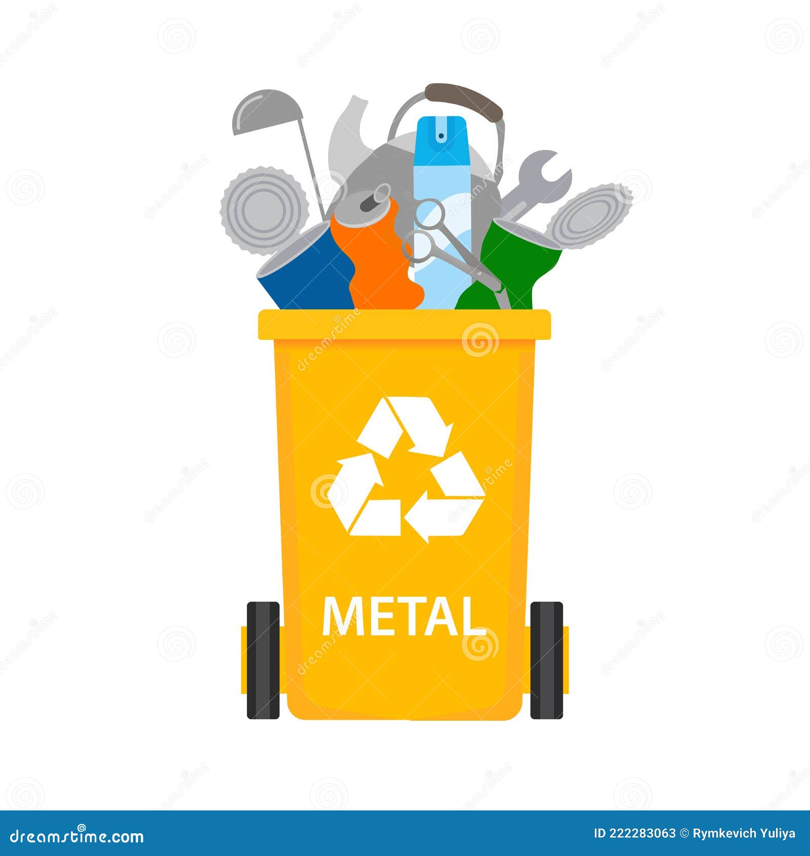 Metal Waste Recycling Information Poster With Sample Text Cartoon ...