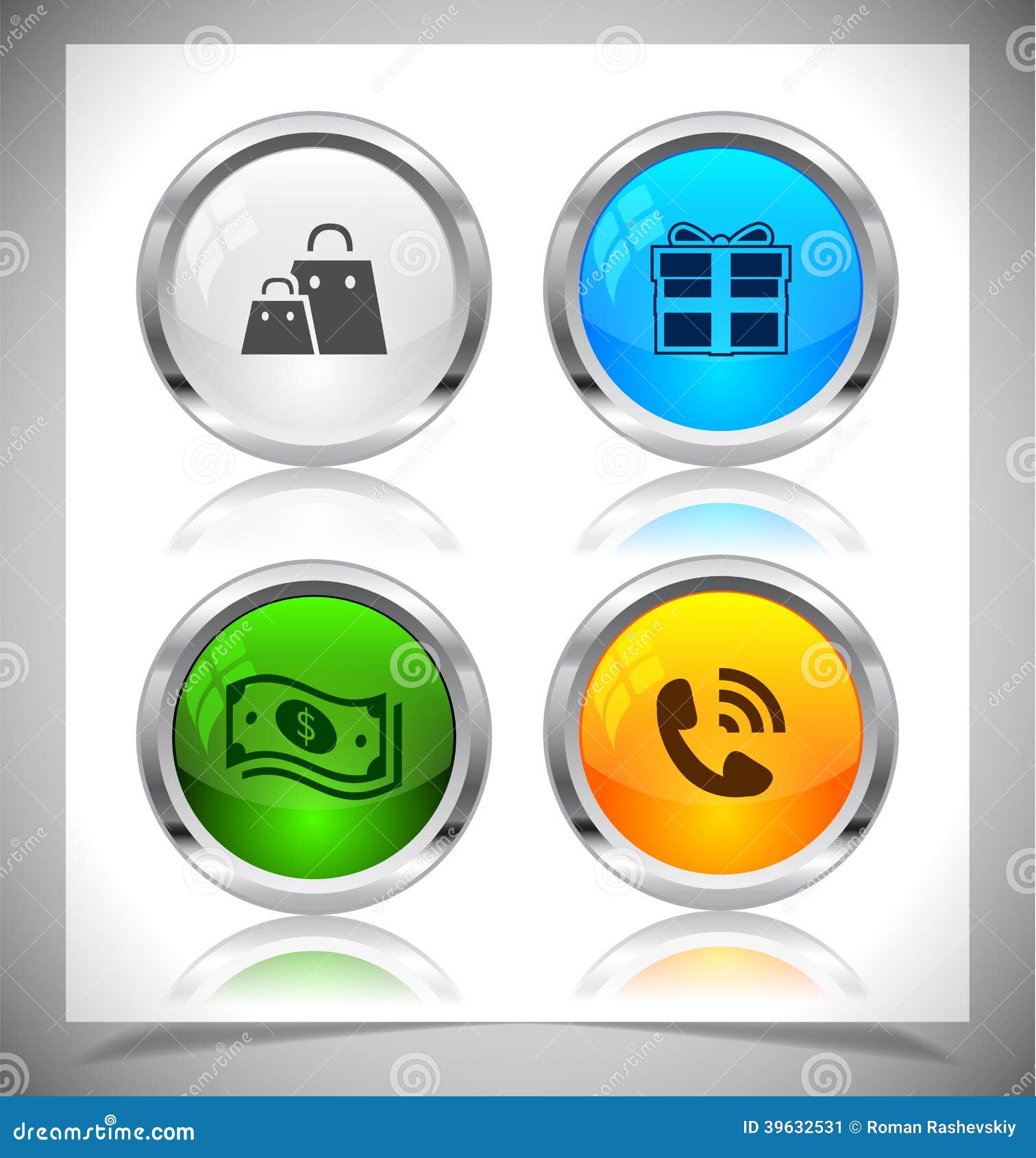 Metal Web Buttons. Vector Eps10. Stock Vector - Illustration of ...