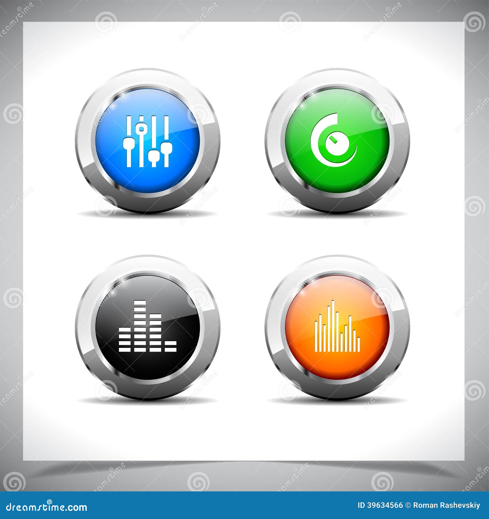 Metal Web Buttons. Vector Eps10. Stock Illustration - Illustration of ...