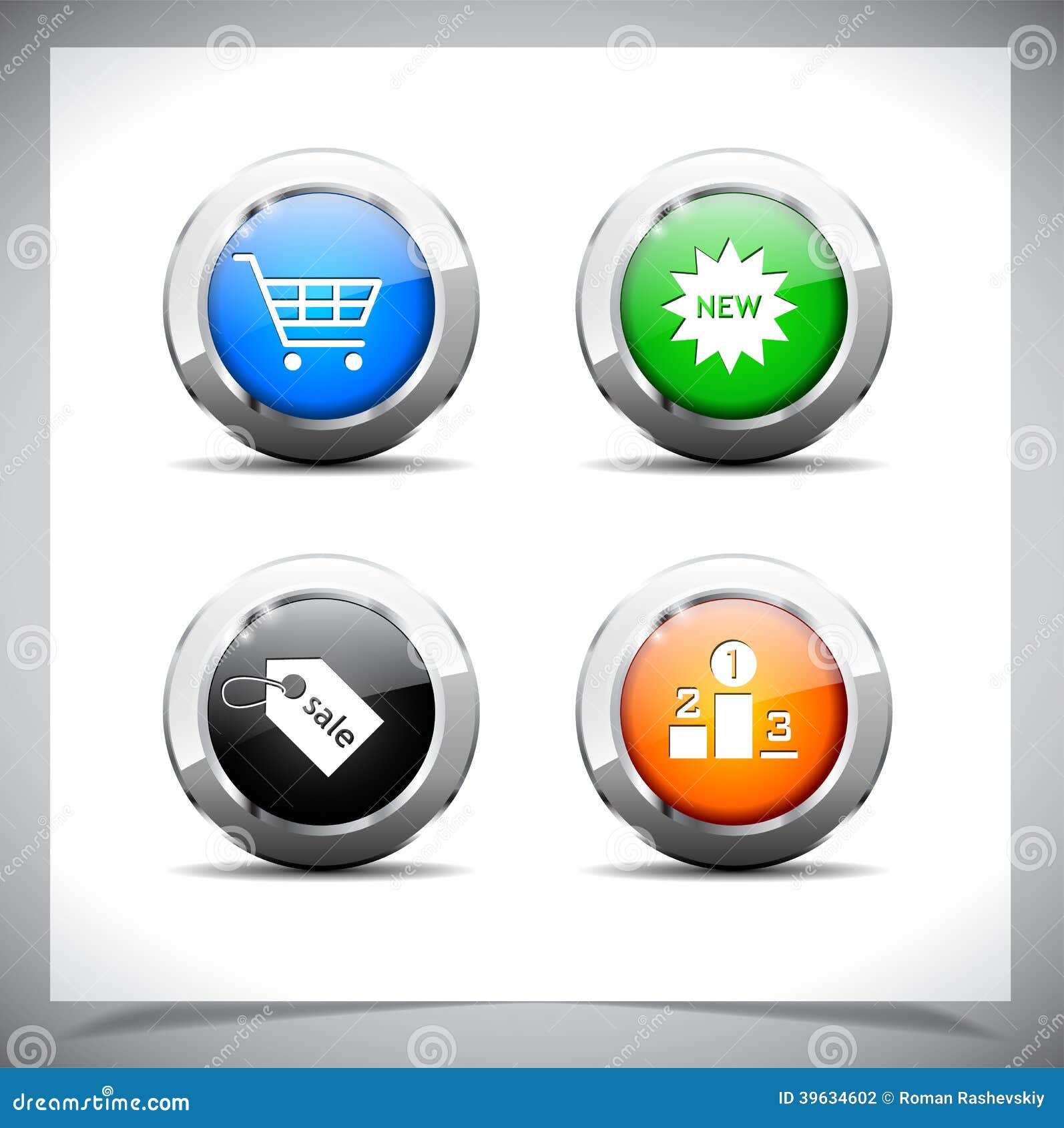 Metal Web Buttons. Vector Eps10. Stock Illustration - Illustration of ...