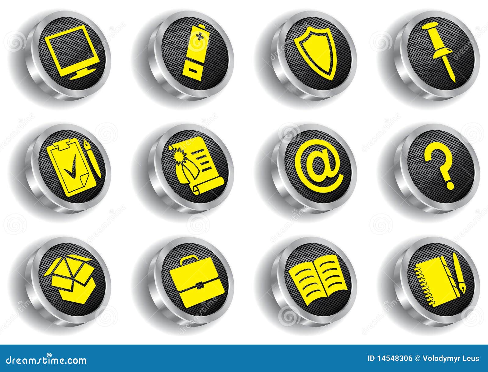 Metal Web Icon Set (chrome Version) Stock Vector - Illustration of ...