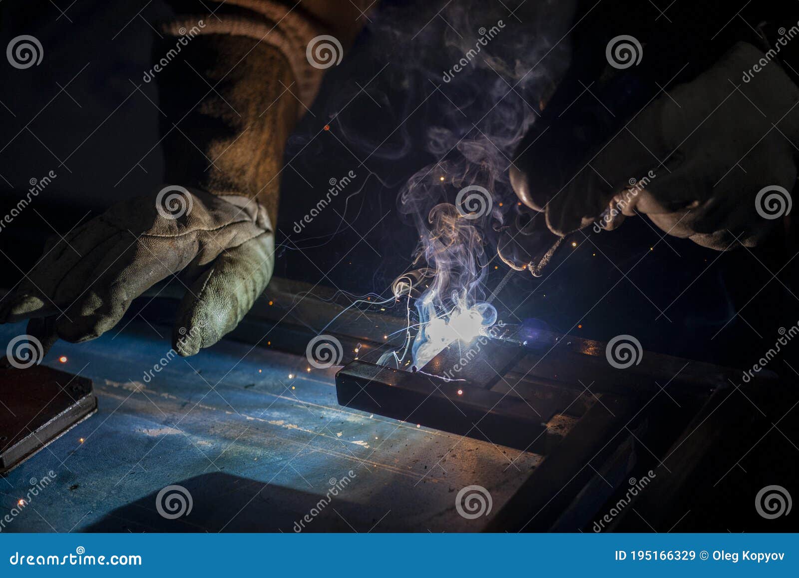 Metal Welding. Sparks Fly from the Hot Metal Stock Image - Image of ...