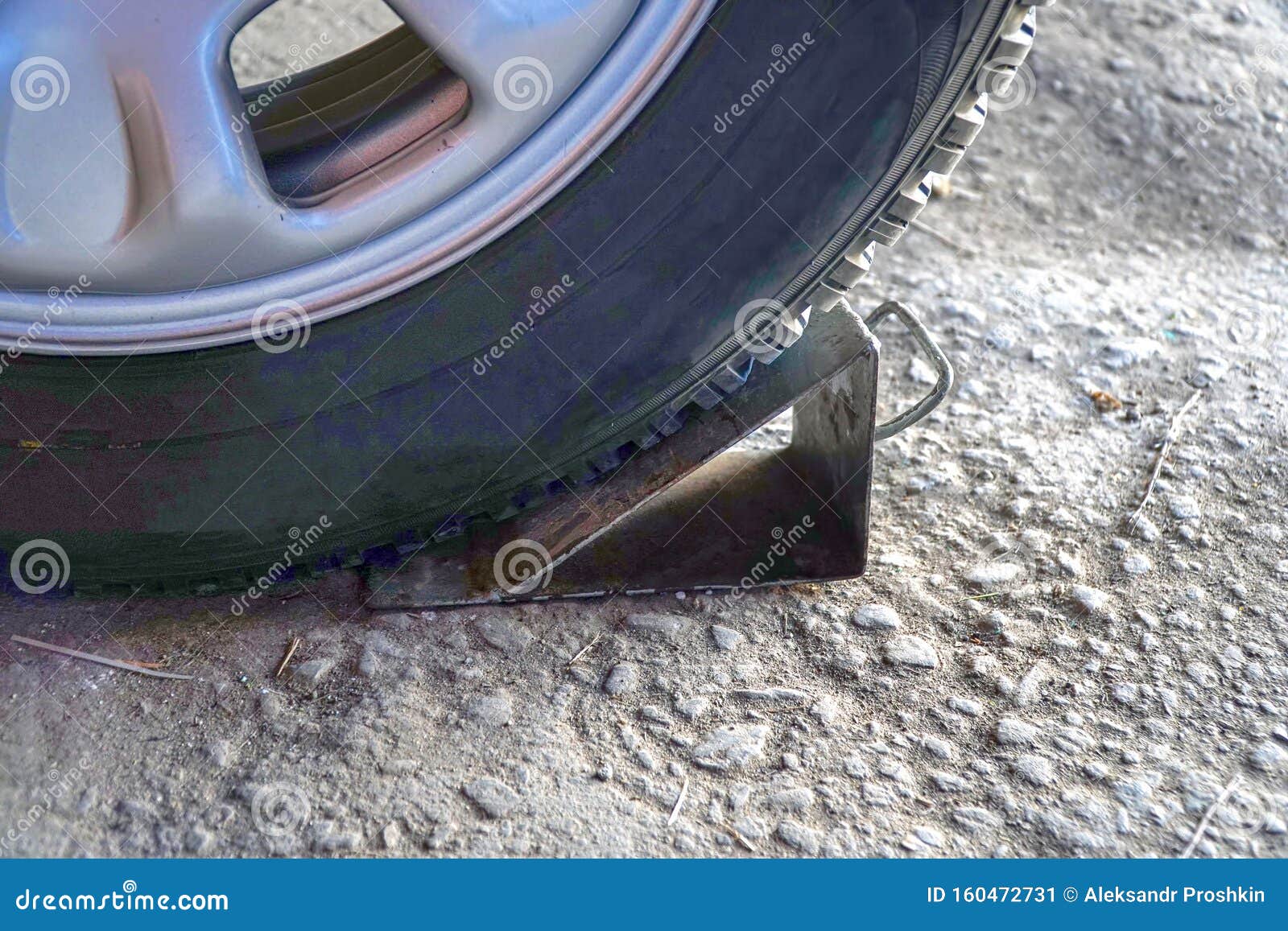 Metal Wheel Chock for Car Wheel Stock Image - Image of brake, garage ...