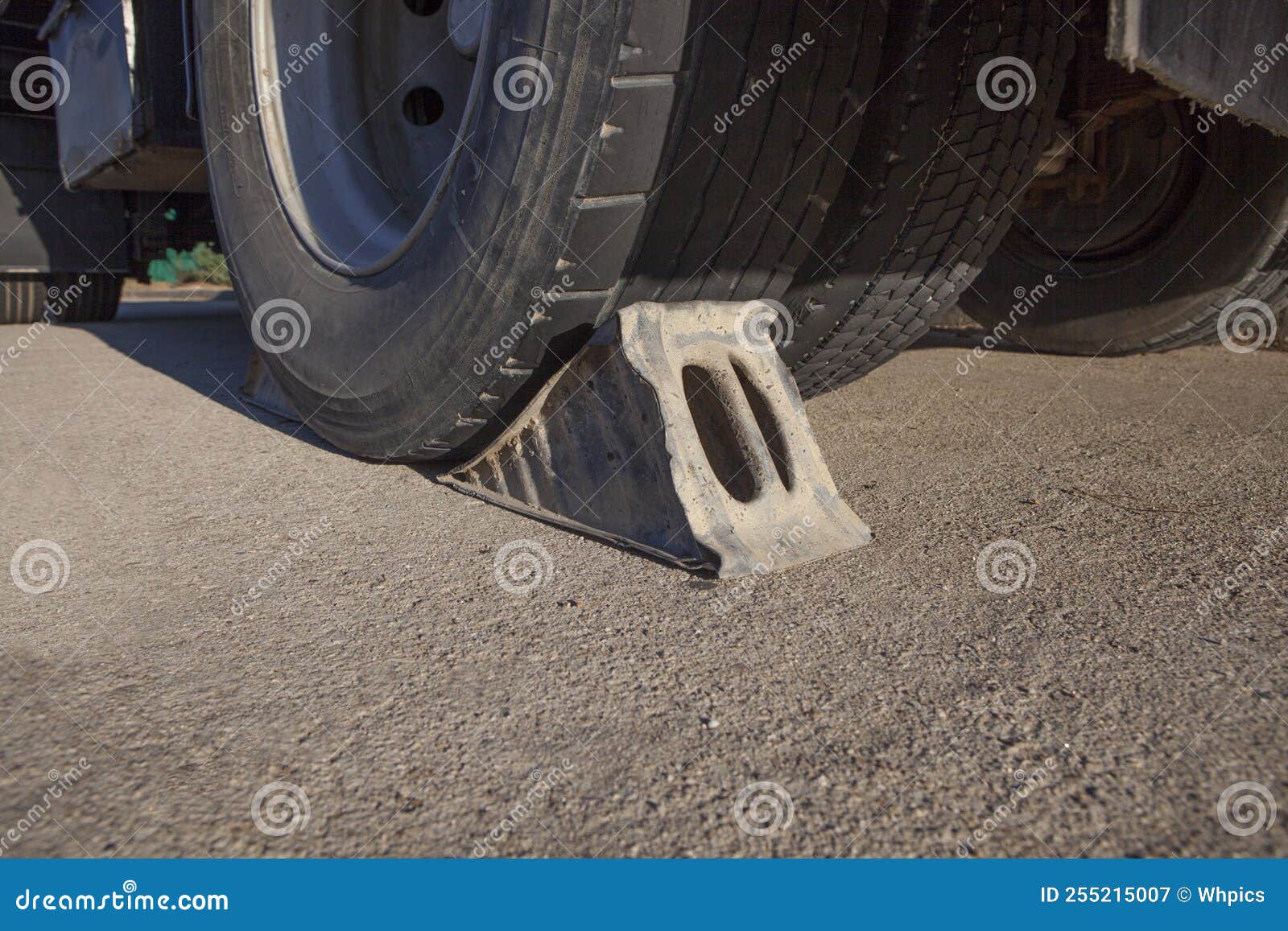 Metal Wheel Chock Under Trailer Stock Image - Image of action, simple ...