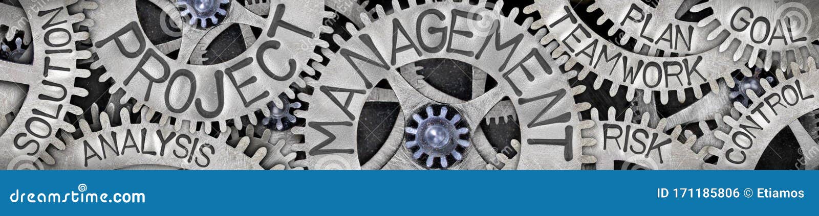 Metal Wheels with Project Management Concept Stock Photo - Image of ...