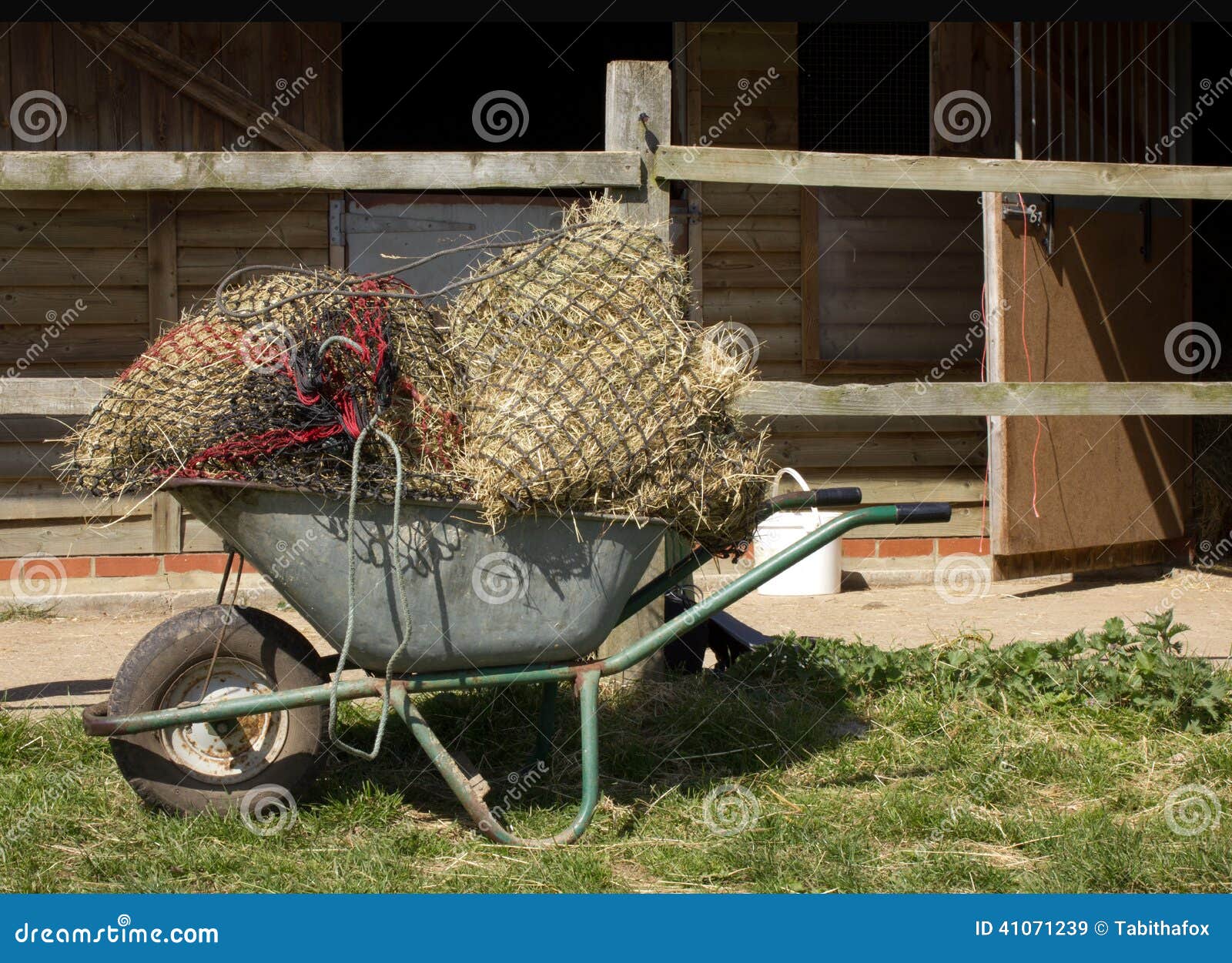 Metal Wheelbarrow Full of Haynets Stock Image - Image of background ...