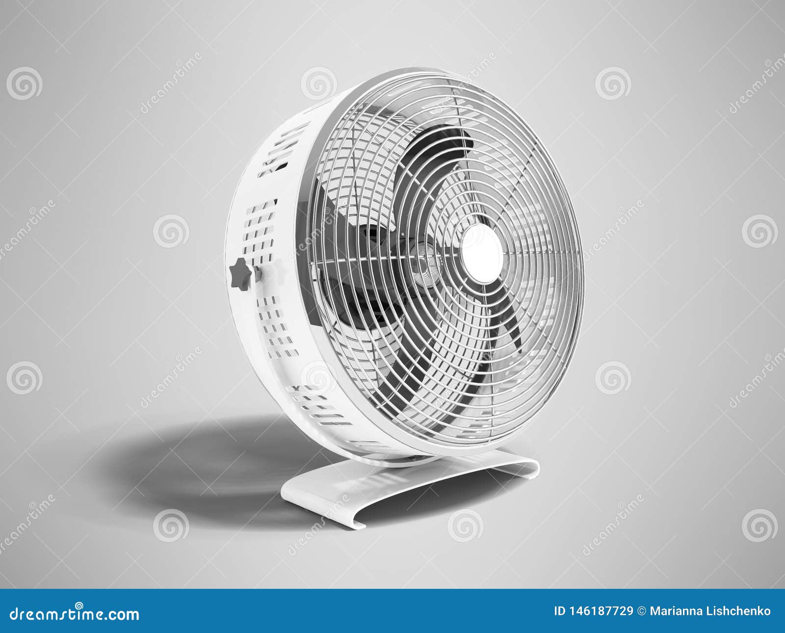 Metal White Large Fan for Cooling Rooms 3d Render on Gray Background ...