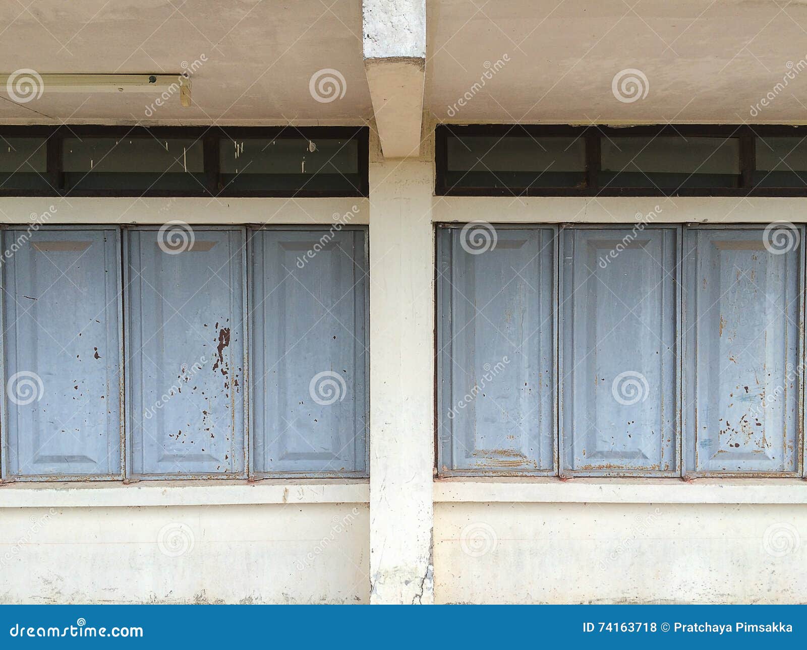 Metal Windows on Old Building Stock Photo - Image of exterior, timber ...