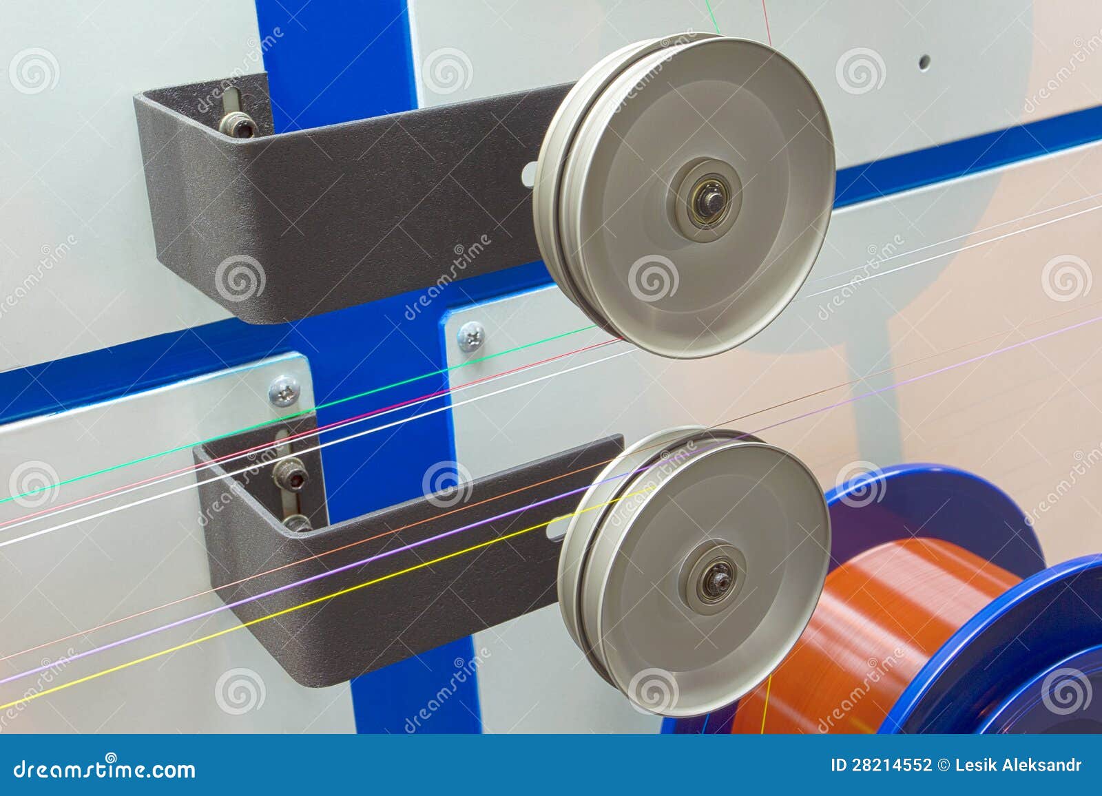 Metal Wire Coil with Optical Fiber in Colored Insulation Stock Photo ...