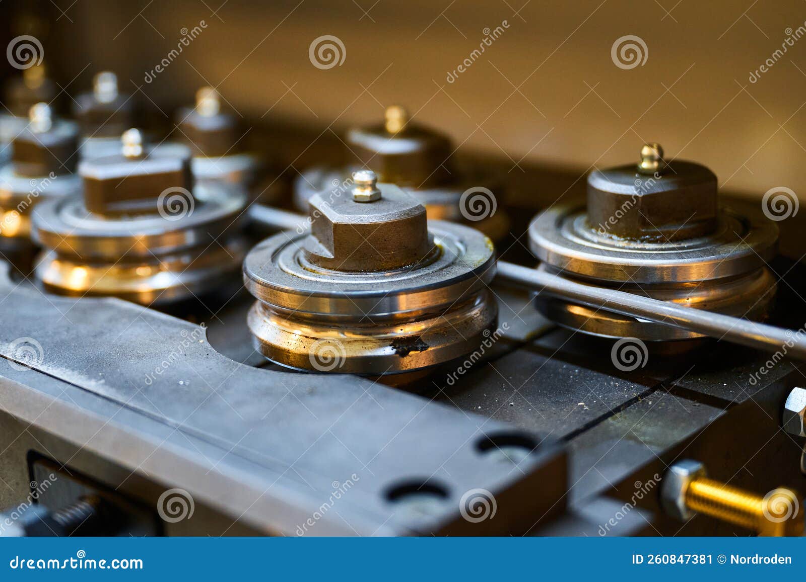 Metal Wire Pulled Out through Machine Tool Rollers at Plant Stock Image ...