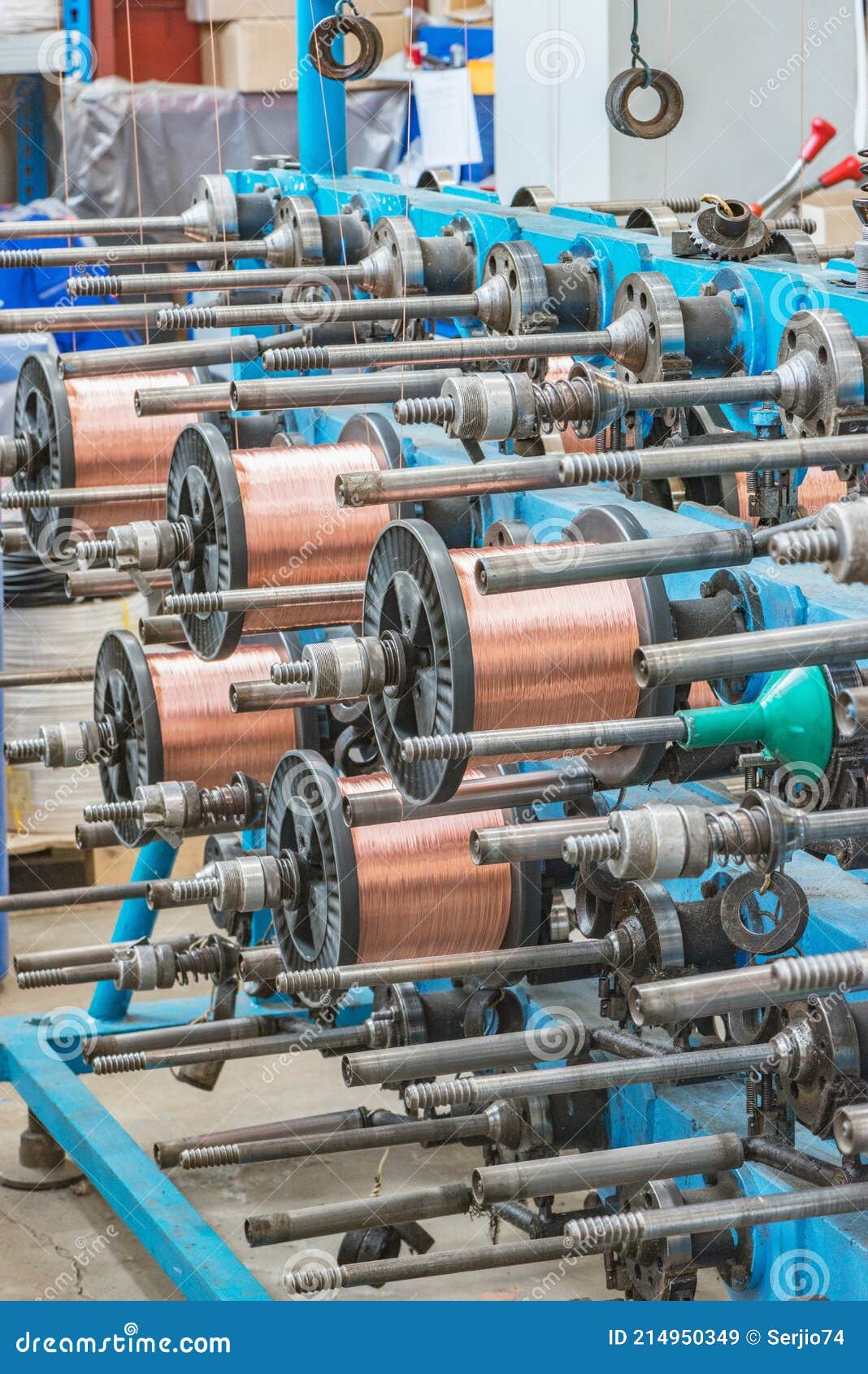 Metal wire spools spin stock image. Image of motor, fiber - 214950349