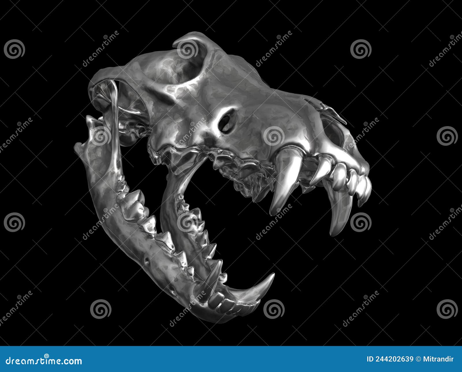 Metal Wolf Skull with Jaws Open Stock Illustration - Illustration of ...