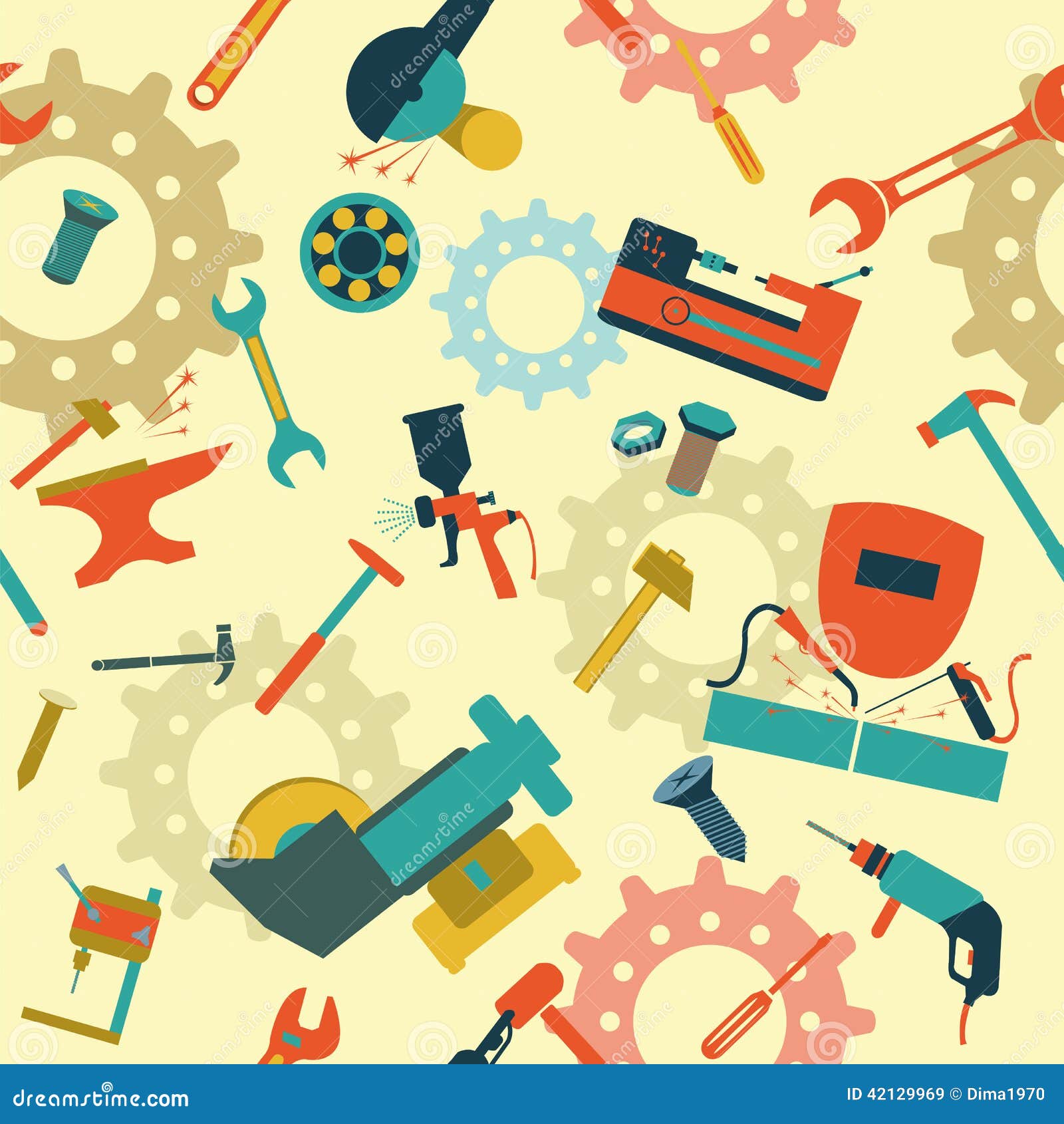Metal Work Tools Background. Seamless, Pattern Stock Vector ...