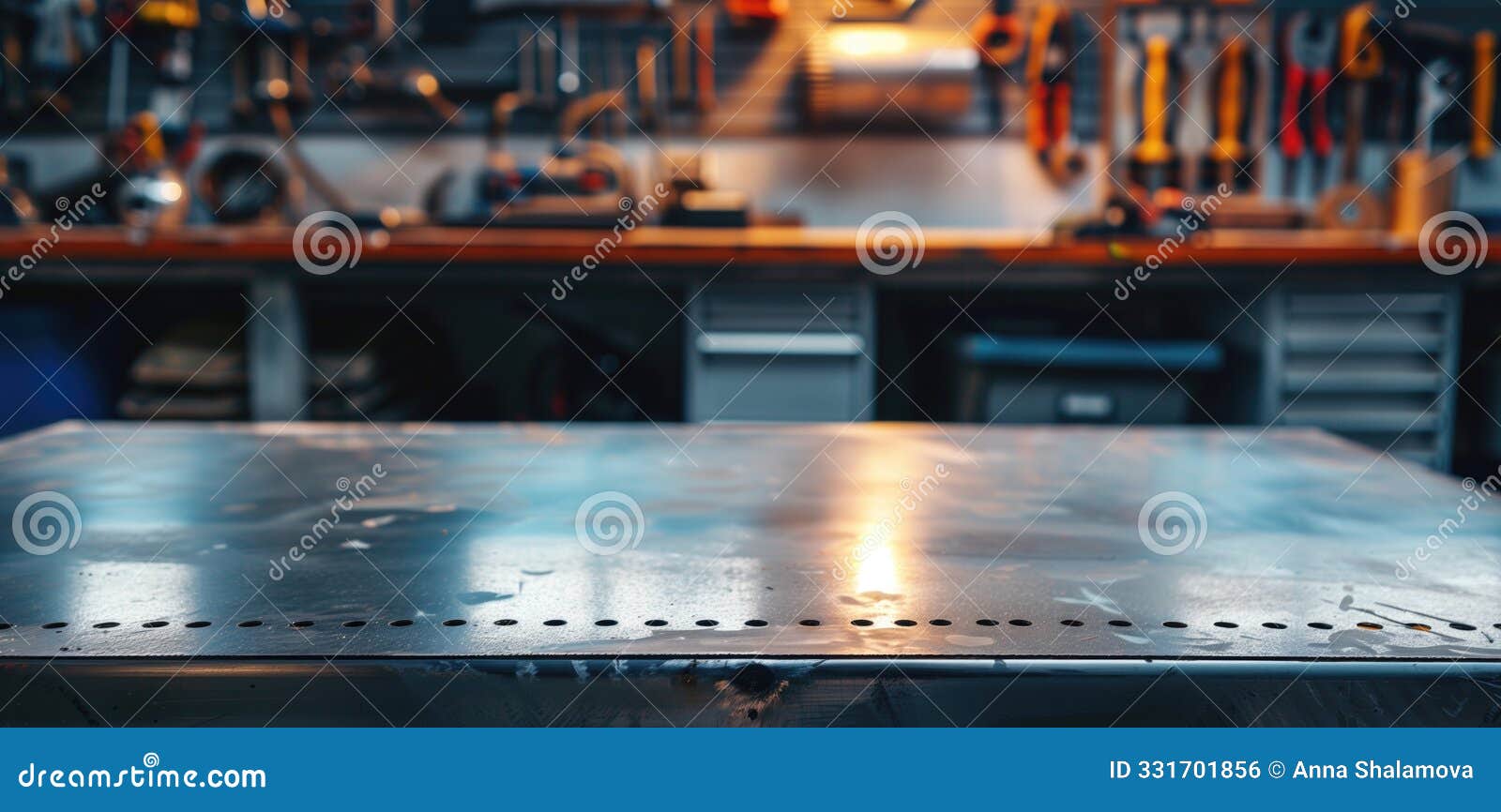 Metal Workbench in a Well-organized Automotive Workshop with Various ...