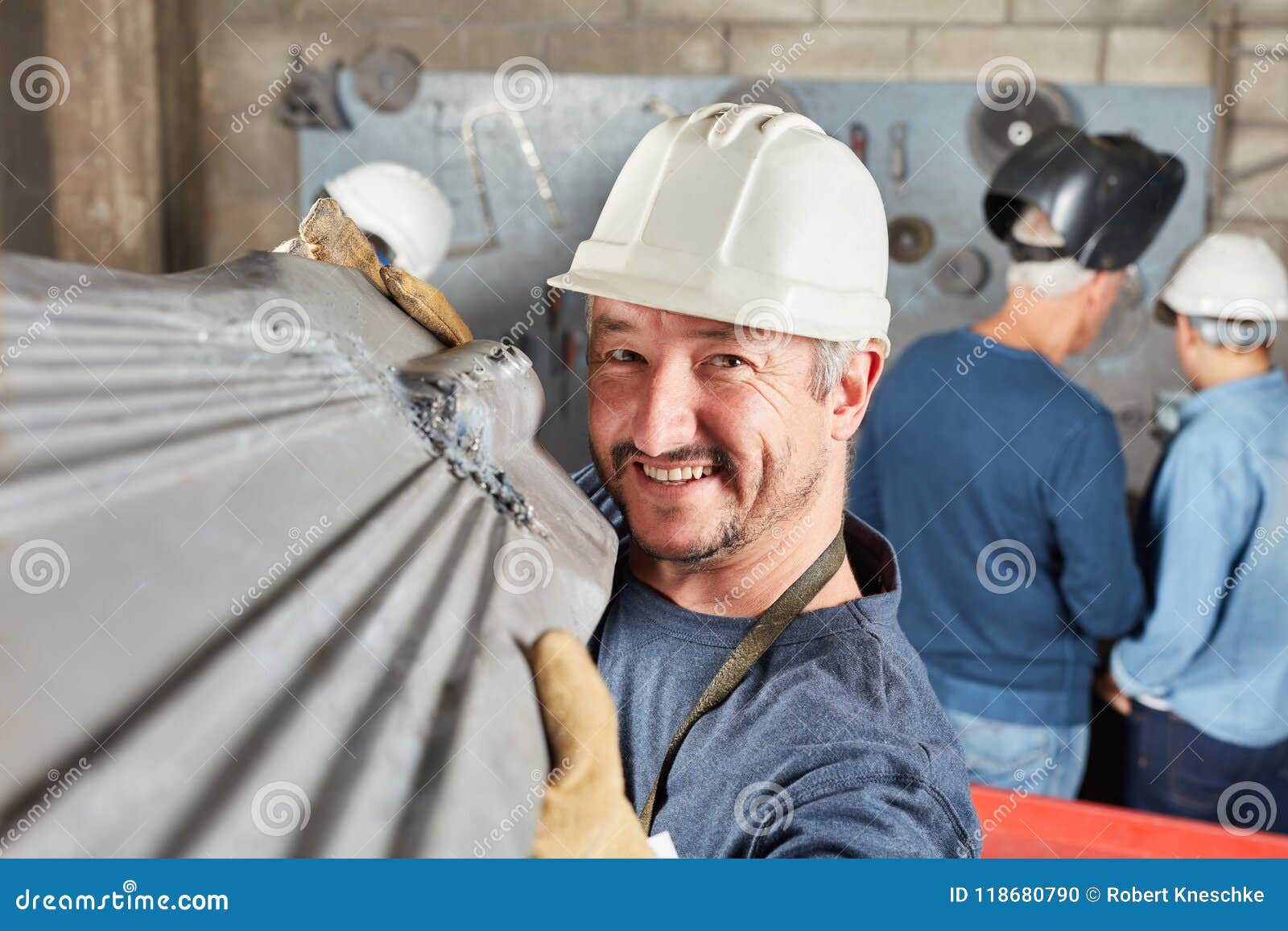Metal Worker Carry Metal Component Stock Photo - Image of metalworking ...