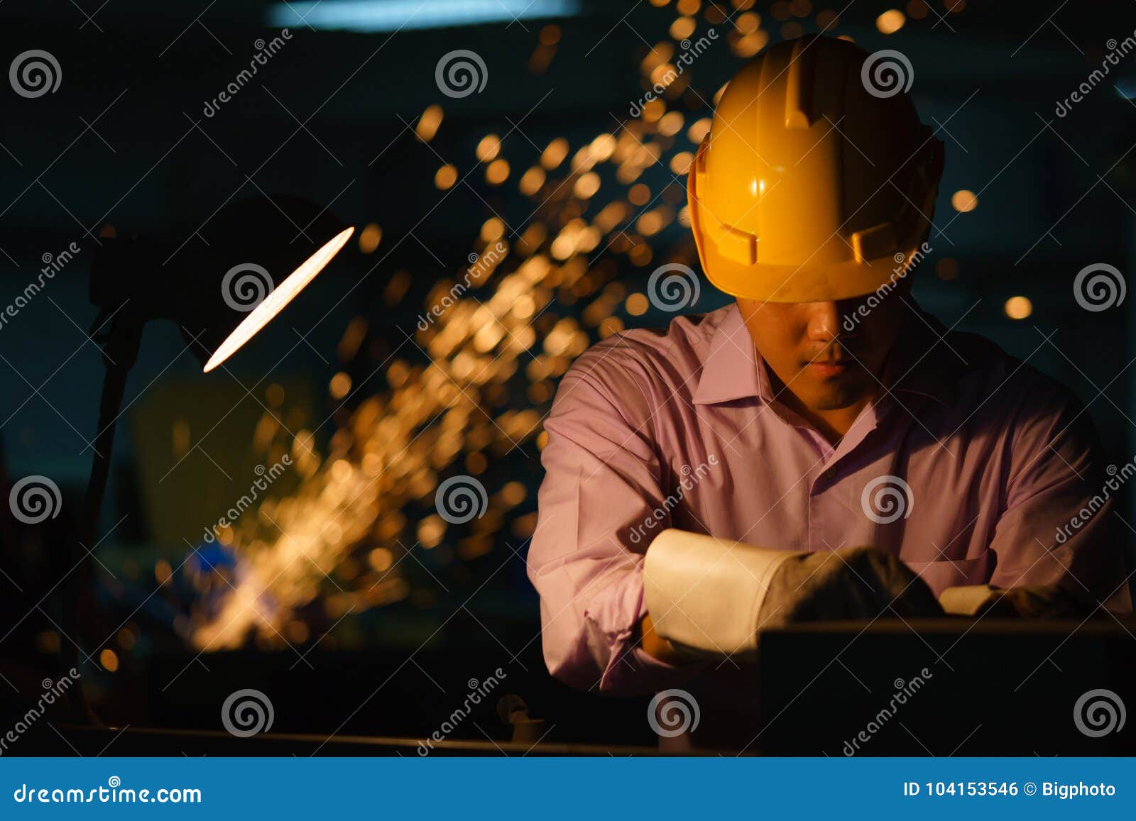Metal Worker Looking on Workpiece in Workshop Stock Photo - Image of ...