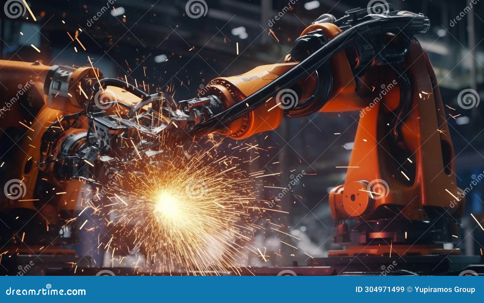 Metal Worker Using Automated Welding Equipment in Factory Workshop ...