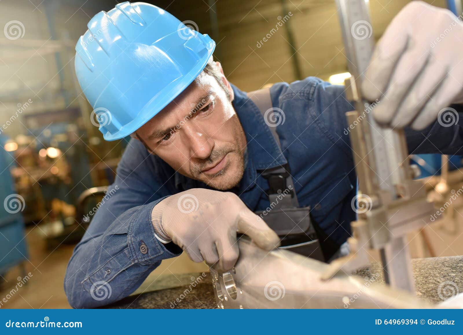 Metal Worker Using Machines Stock Photo - Image of helmet ...