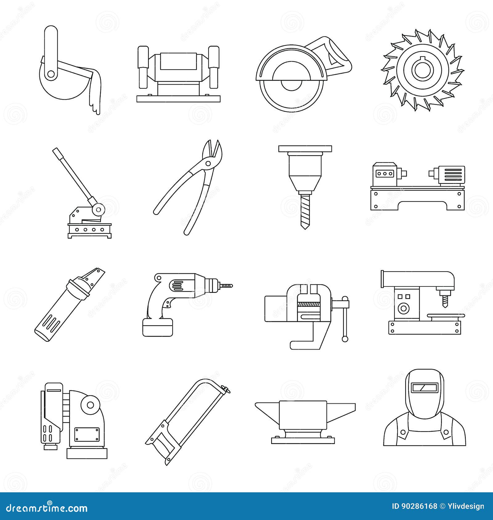 Metal Working Icons Set, Flat Style Stock Vector - Illustration of ...