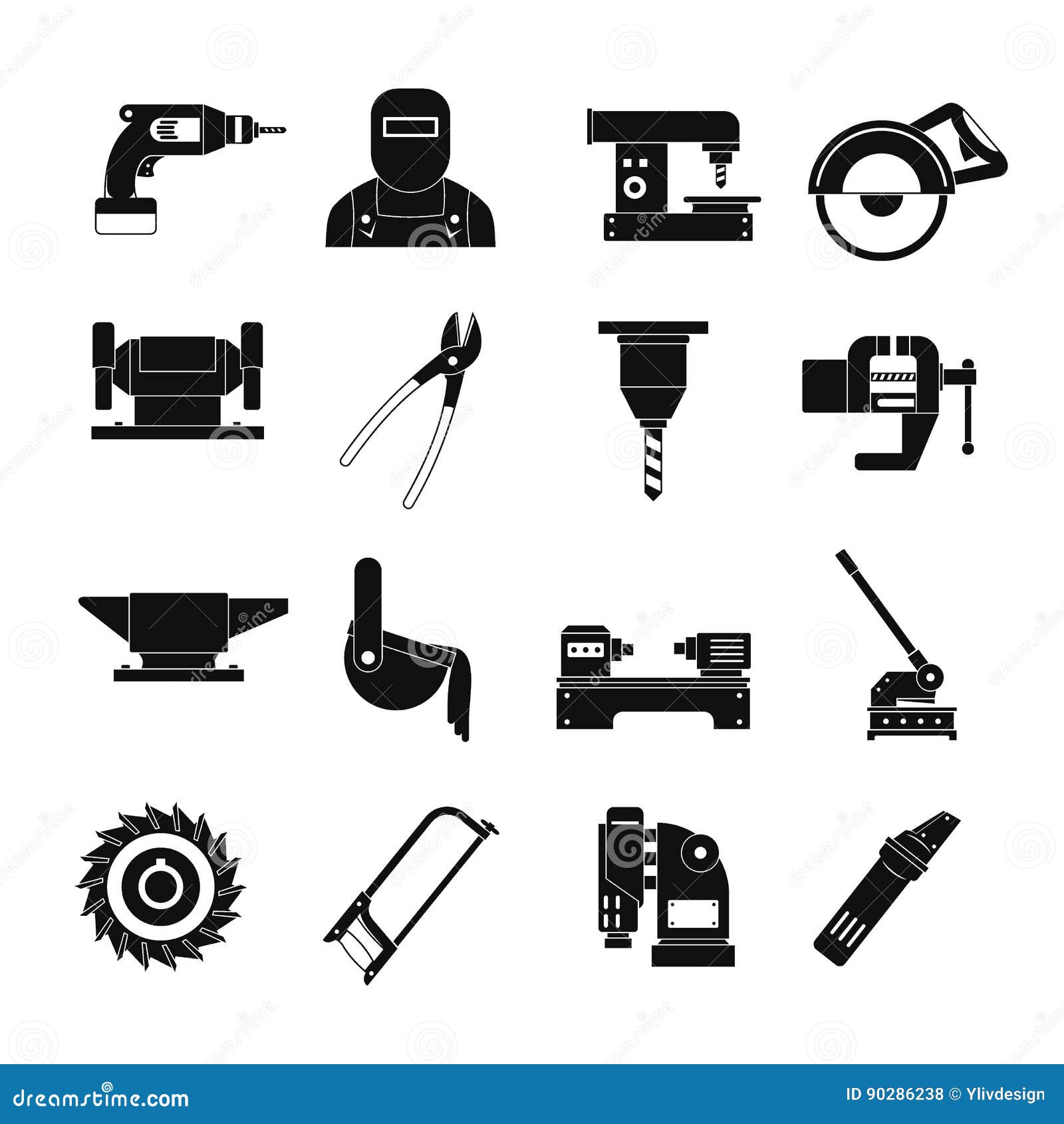 Metal Working Icons Set, Simple Style Stock Vector - Illustration of ...