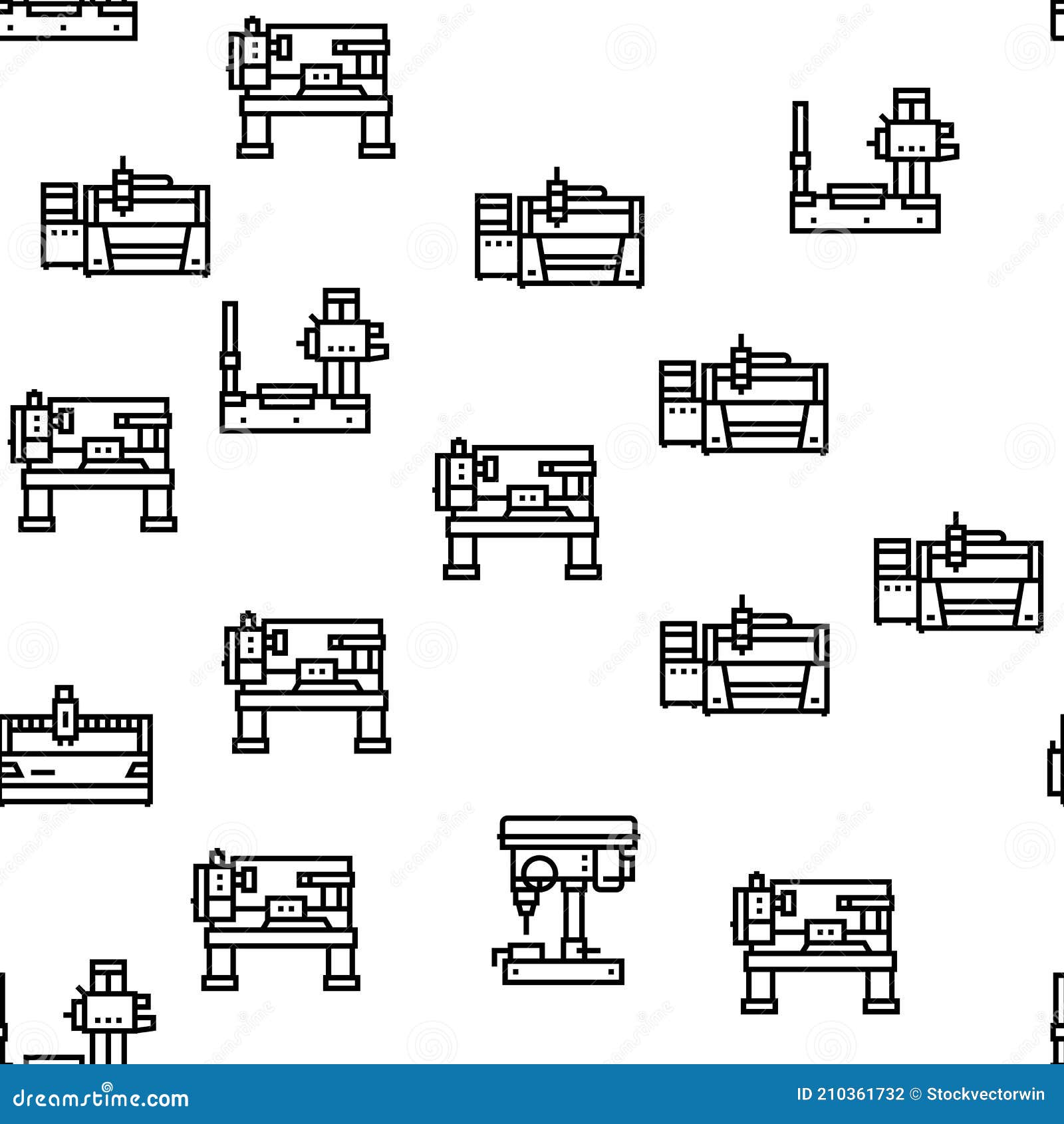 Metal Working Machine Vector Seamless Pattern Stock Vector ...